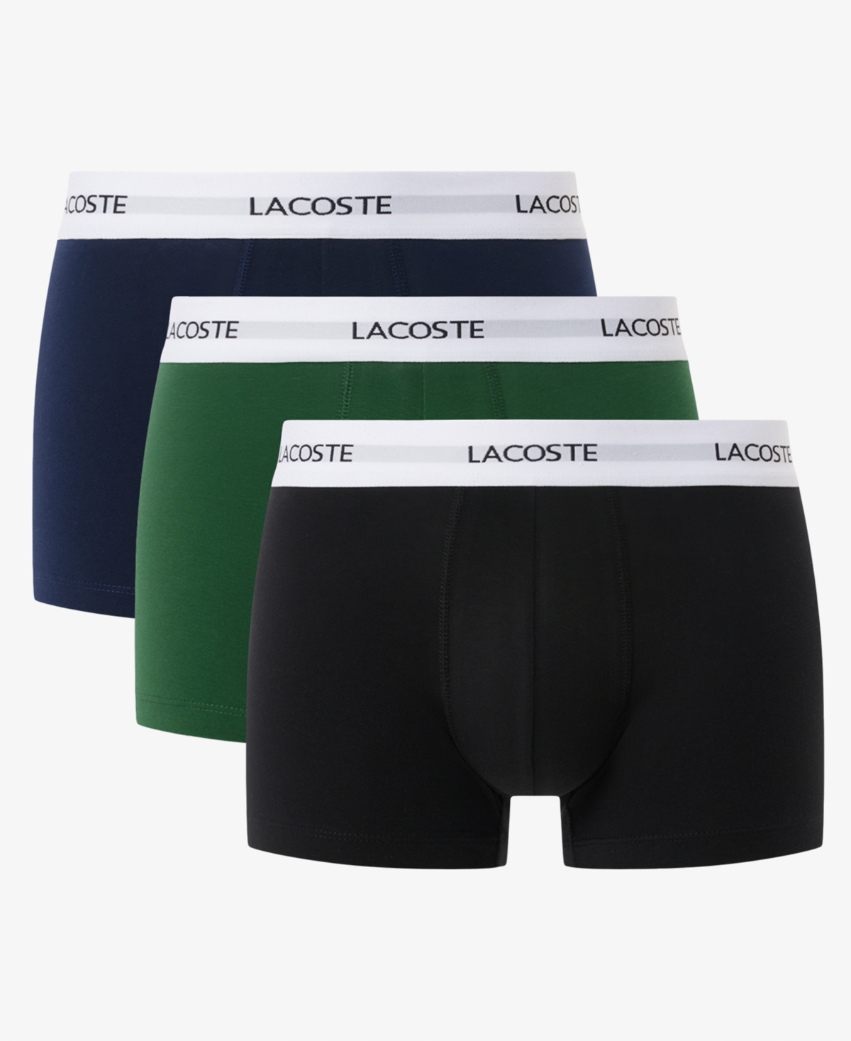 Click here for Lacoste Mens Stretch 3 3-pack Trunks - Navy/Green/... prices
