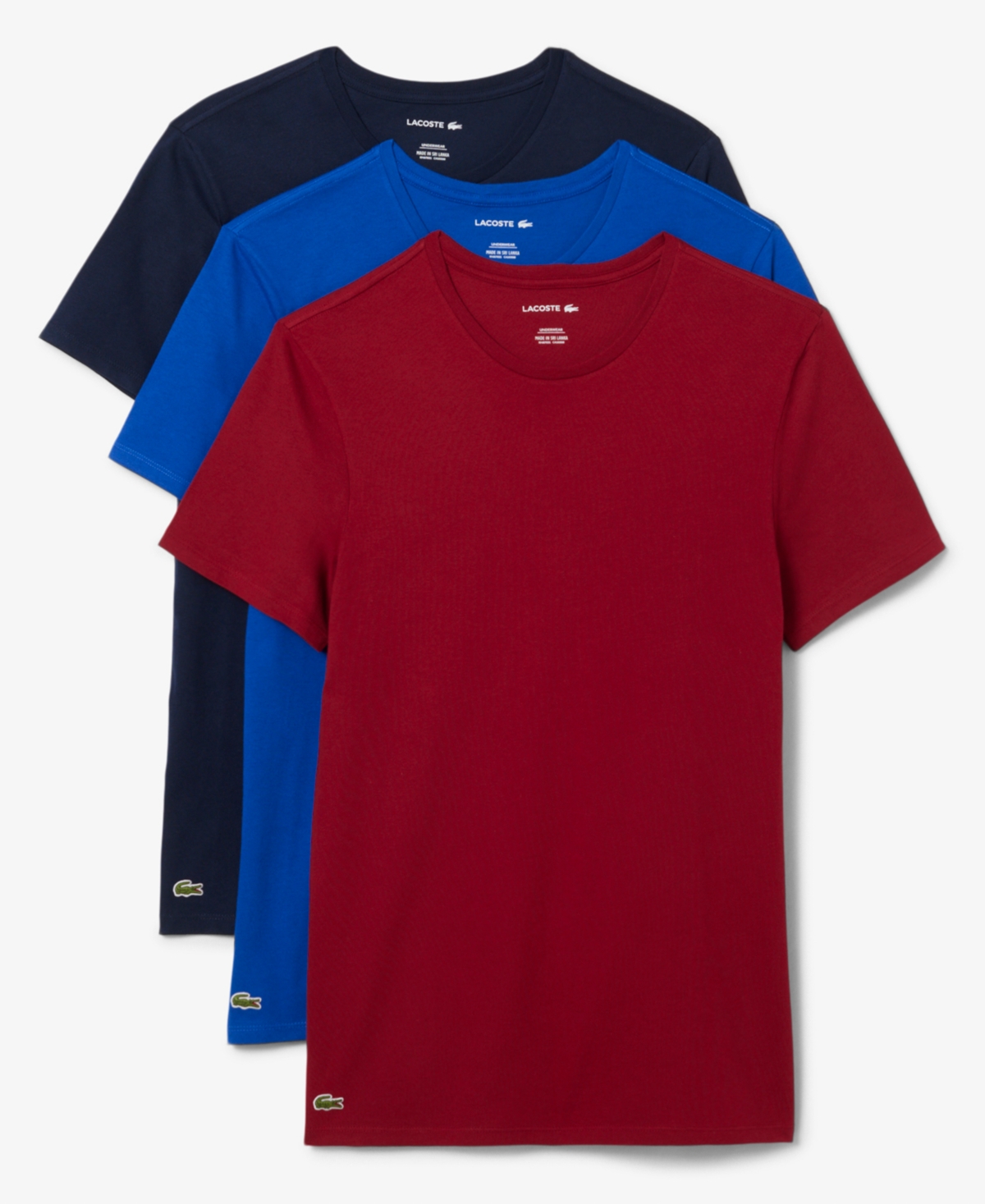 Click here for Lacoste Mens 3-Pack Slim Fit Crewneck T-Shirts - N... prices