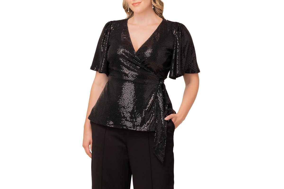 Click here for Kiyonna Womens Plus Size Shimmering Sequin Wrap To... prices