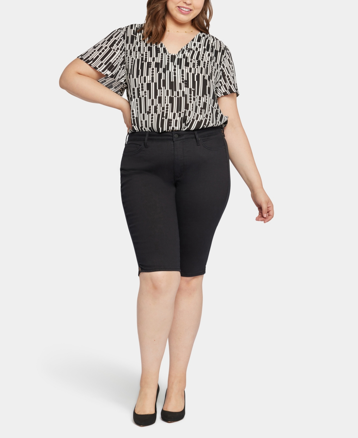 Click here for Nydj Plus Size Sophie Bike Capri Jeans - Black prices