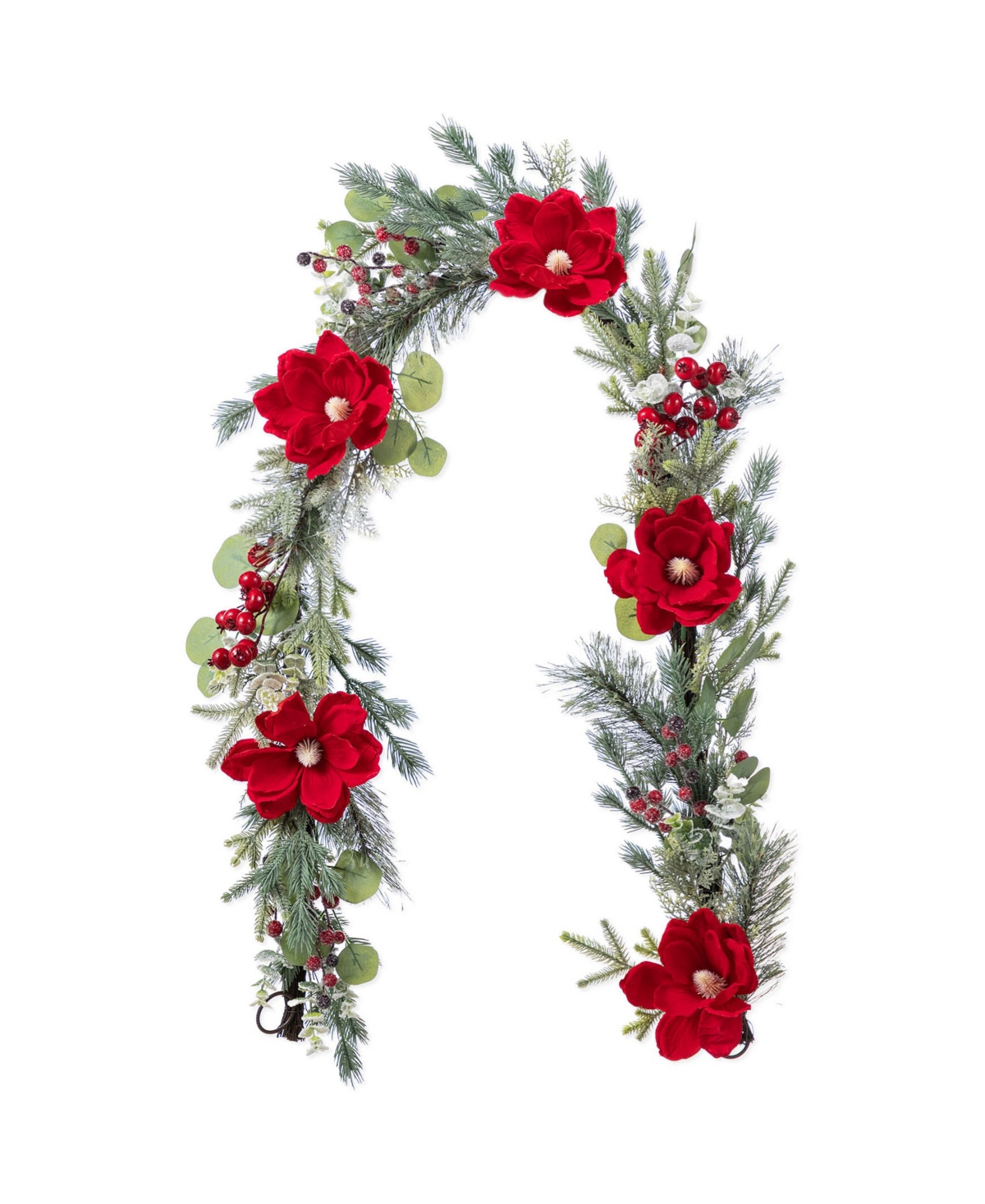 Click here for Glitzhome 6 Christmas Mangnolia Berry Garland - Mu... prices