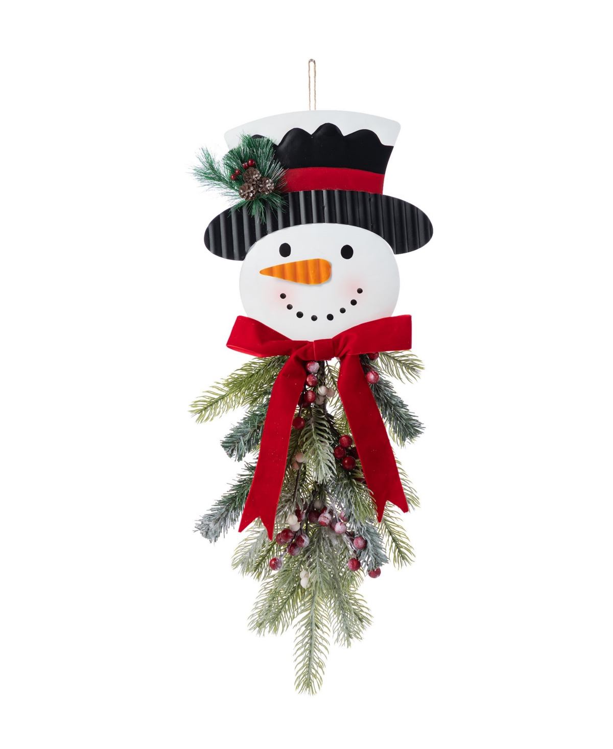 Click here for Glitzhome 25 Greenery Snowman Door Hanger - Multi prices