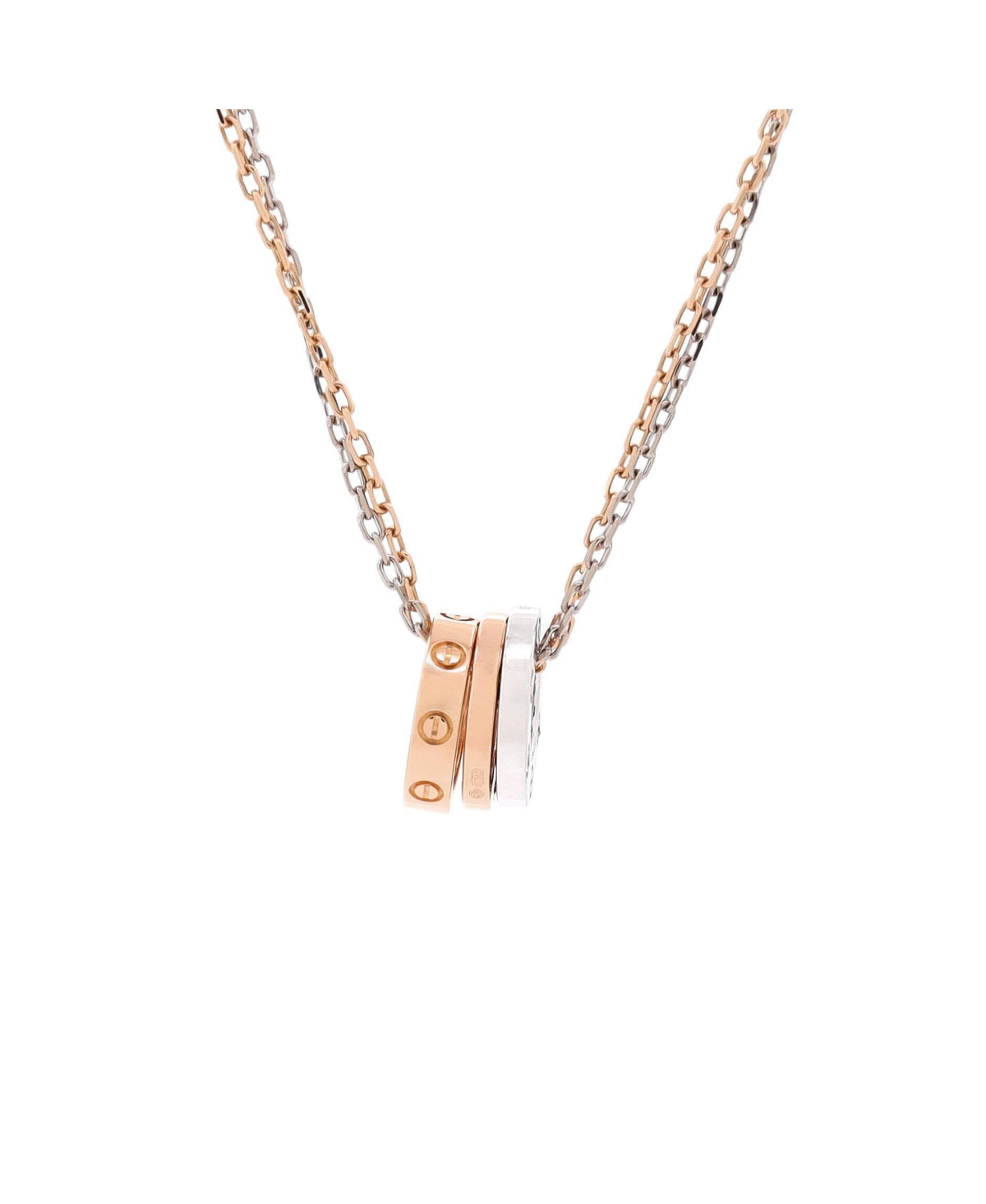 Click here for Pre-Owned Cartier Love 3 Ring Pendant Necklace - 1... prices