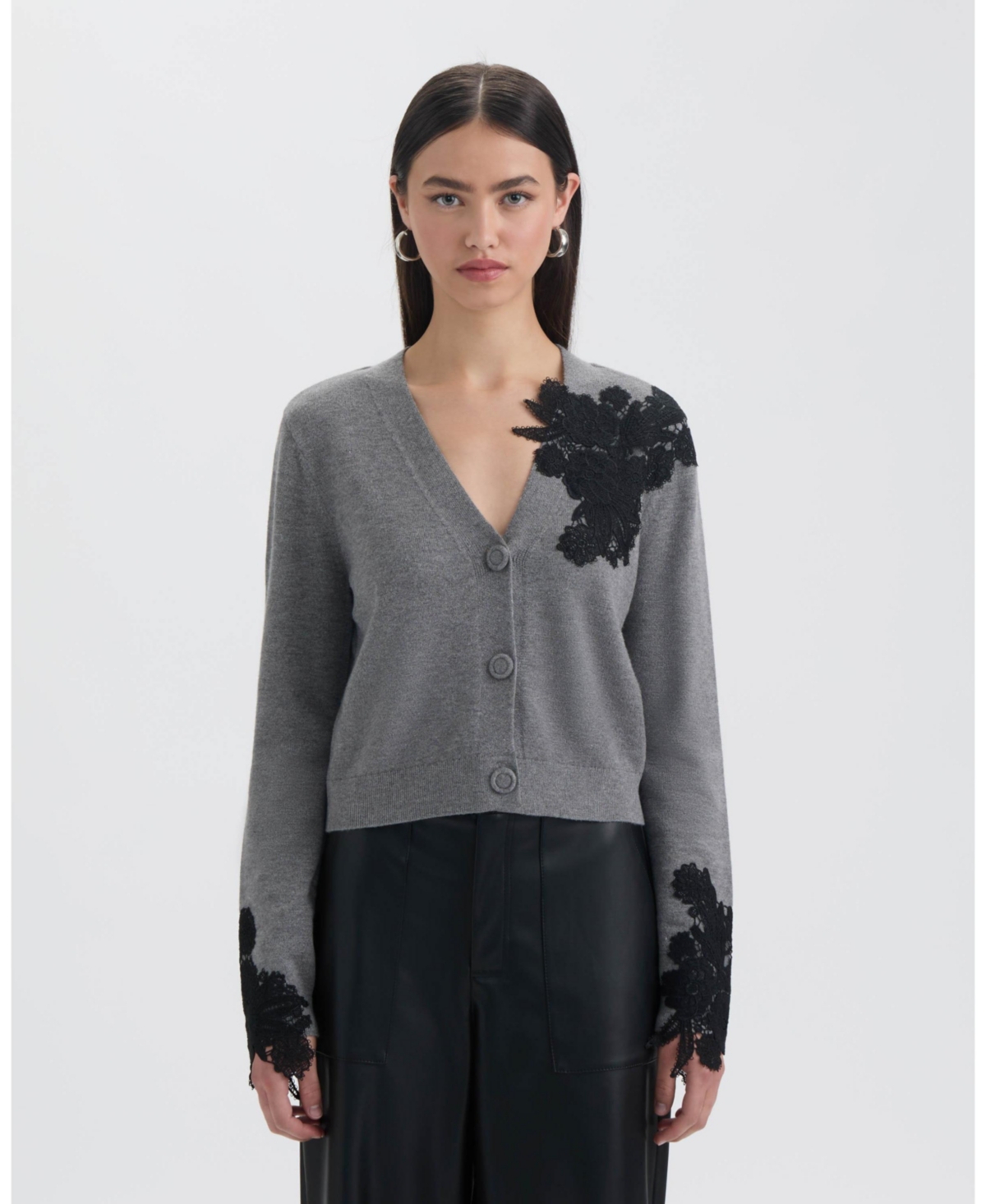 Click here for Nvlt Womens Button Front Cardigan with Lace - Medi... prices