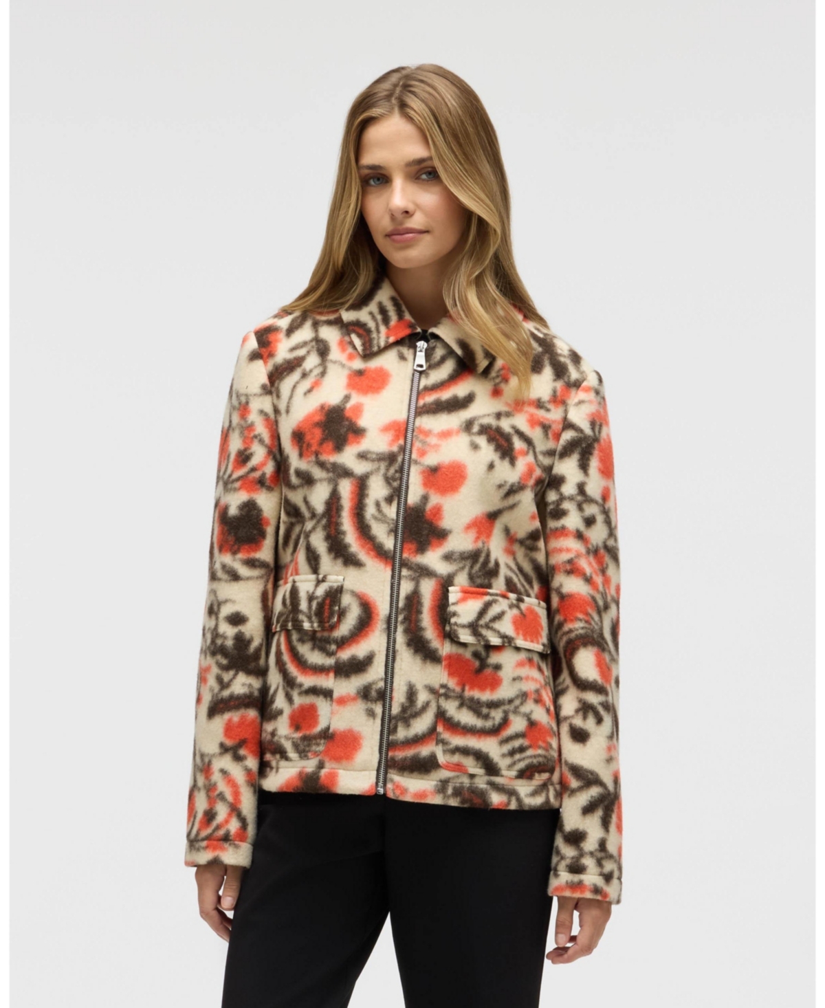 Click here for Nvlt Womens Faux Wool Zip Jacket - Orange prices