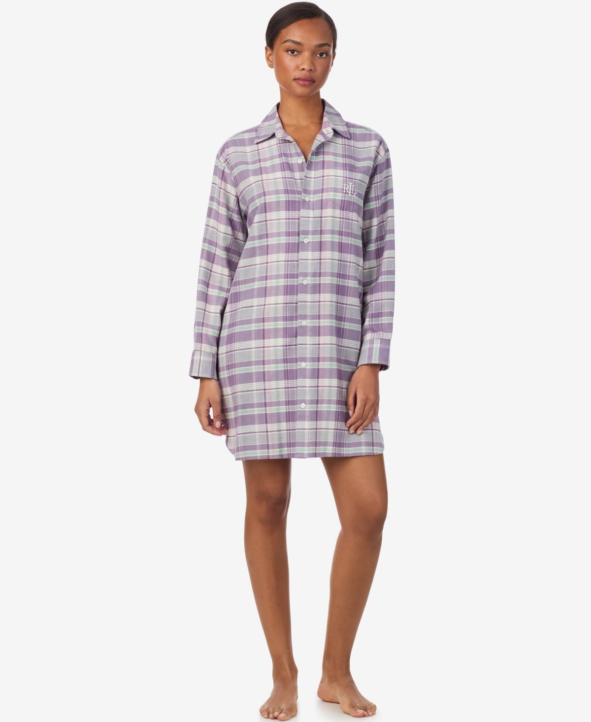 Click here for Lauren Ralph Lauren Womens Long Sleeve Sleepshirt... prices