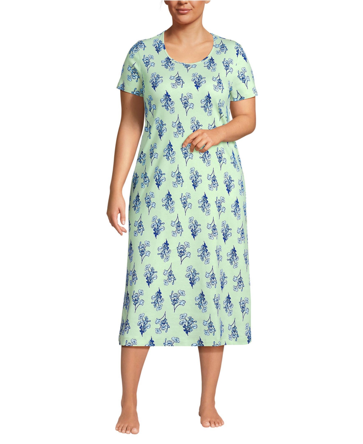 Click here for Lands End Womens Plus Size Cotton Short Sleeve Mid... prices