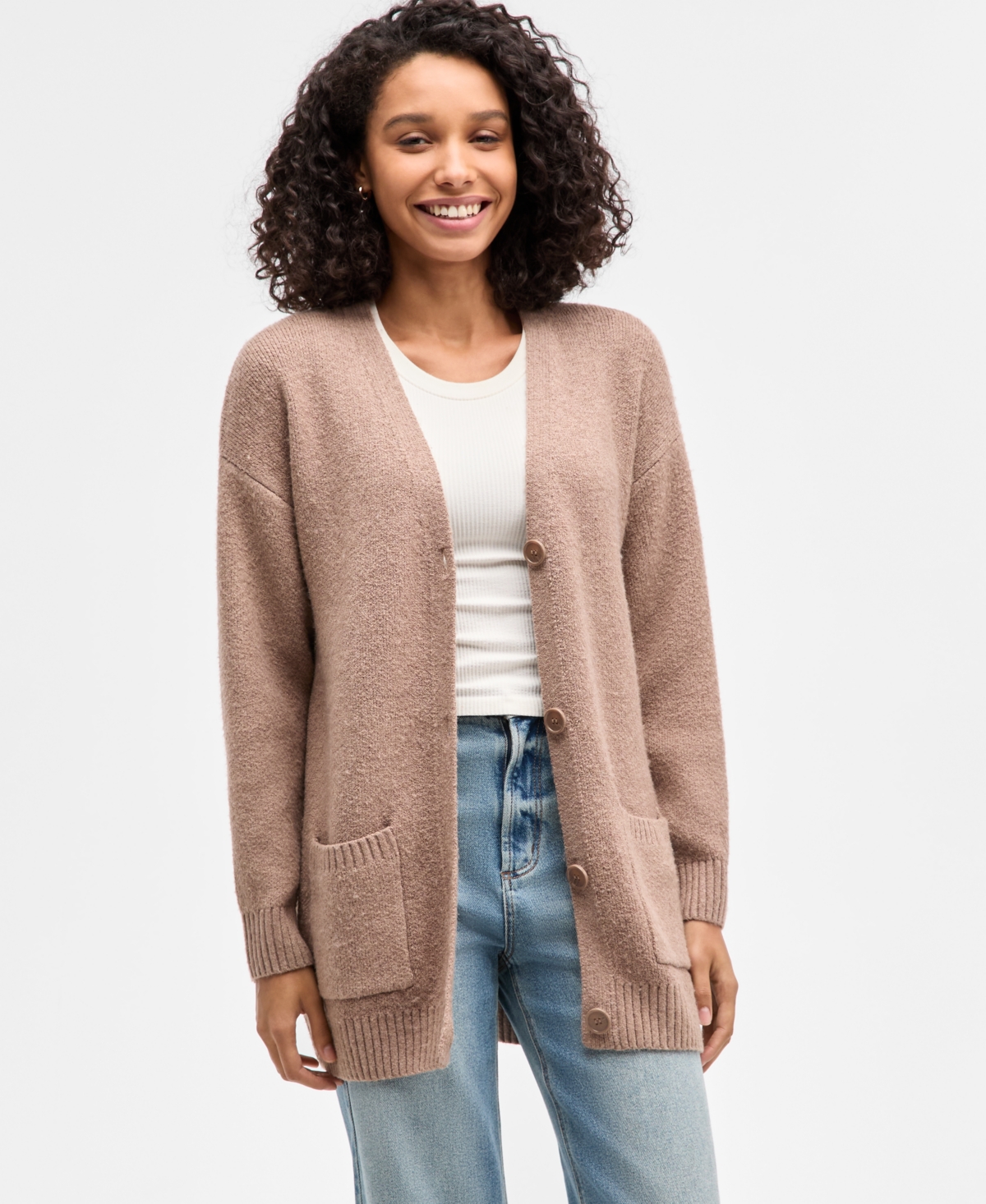 Click here for Hippie Rose Juniors V-Neck Button Front Teddy Long... prices