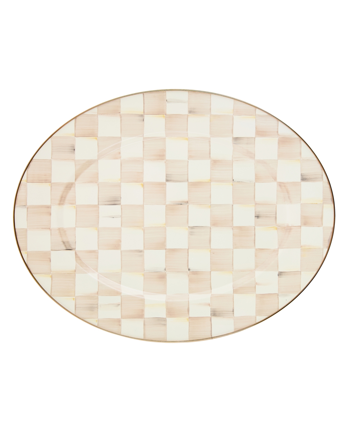 MacKenzie-Childs Mocha Check Large Oval Platter - Multi