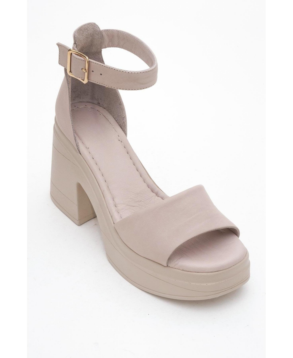 Click here for Margot Leather Platform Sandal (Women) - Dark beig... prices