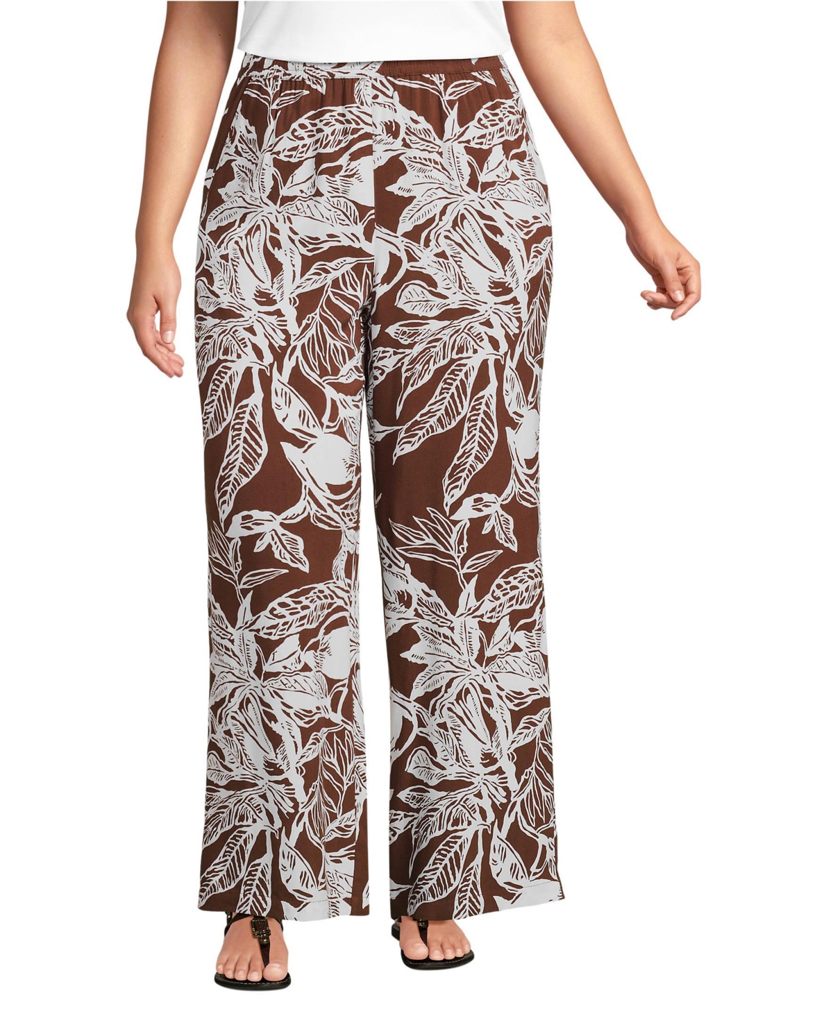Click here for Lands End Womens Plus Size Rayon High Rise Wide Le... prices