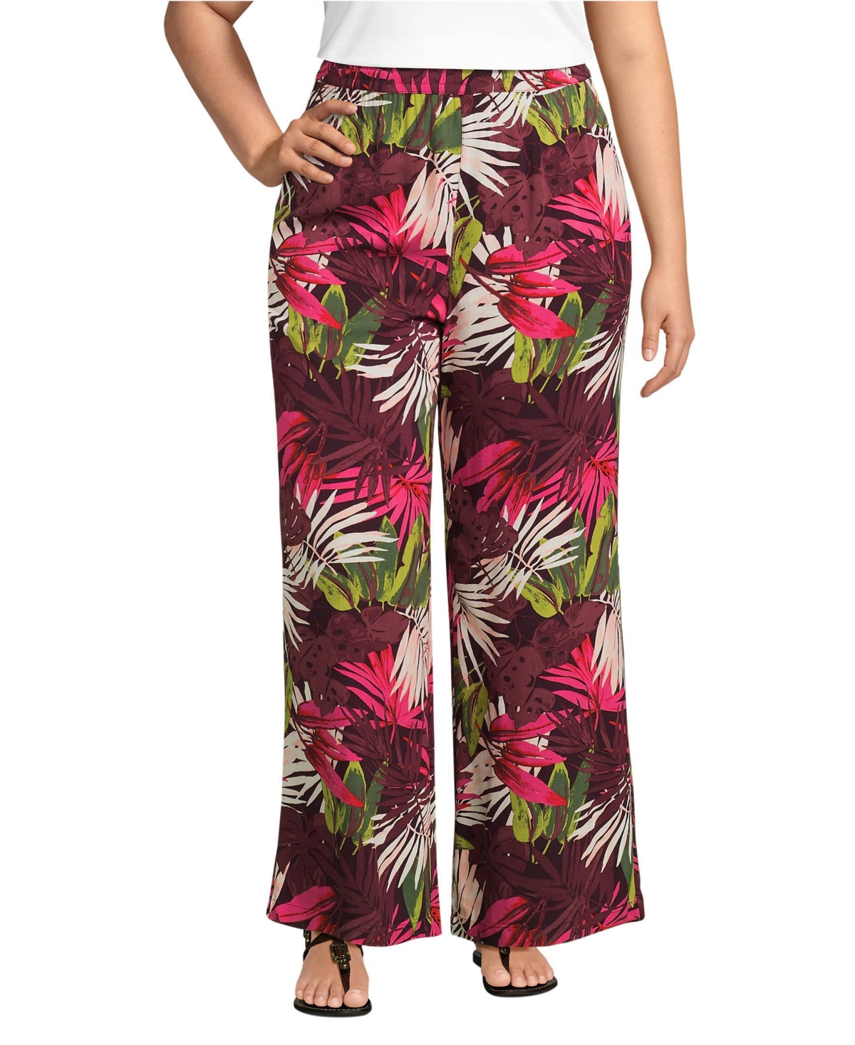Click here for Lands End Womens Plus Size Rayon High Rise Wide Le... prices