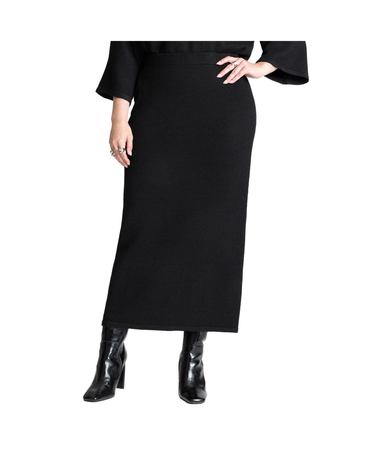 Click here for Eloquii Womens Plus Size Sweater Maxi Skirt - Blac... prices