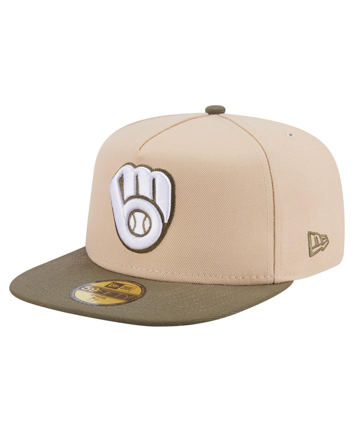 Click here for New Era Mens Light Beige/Olive Milwaukee Brewers T... prices