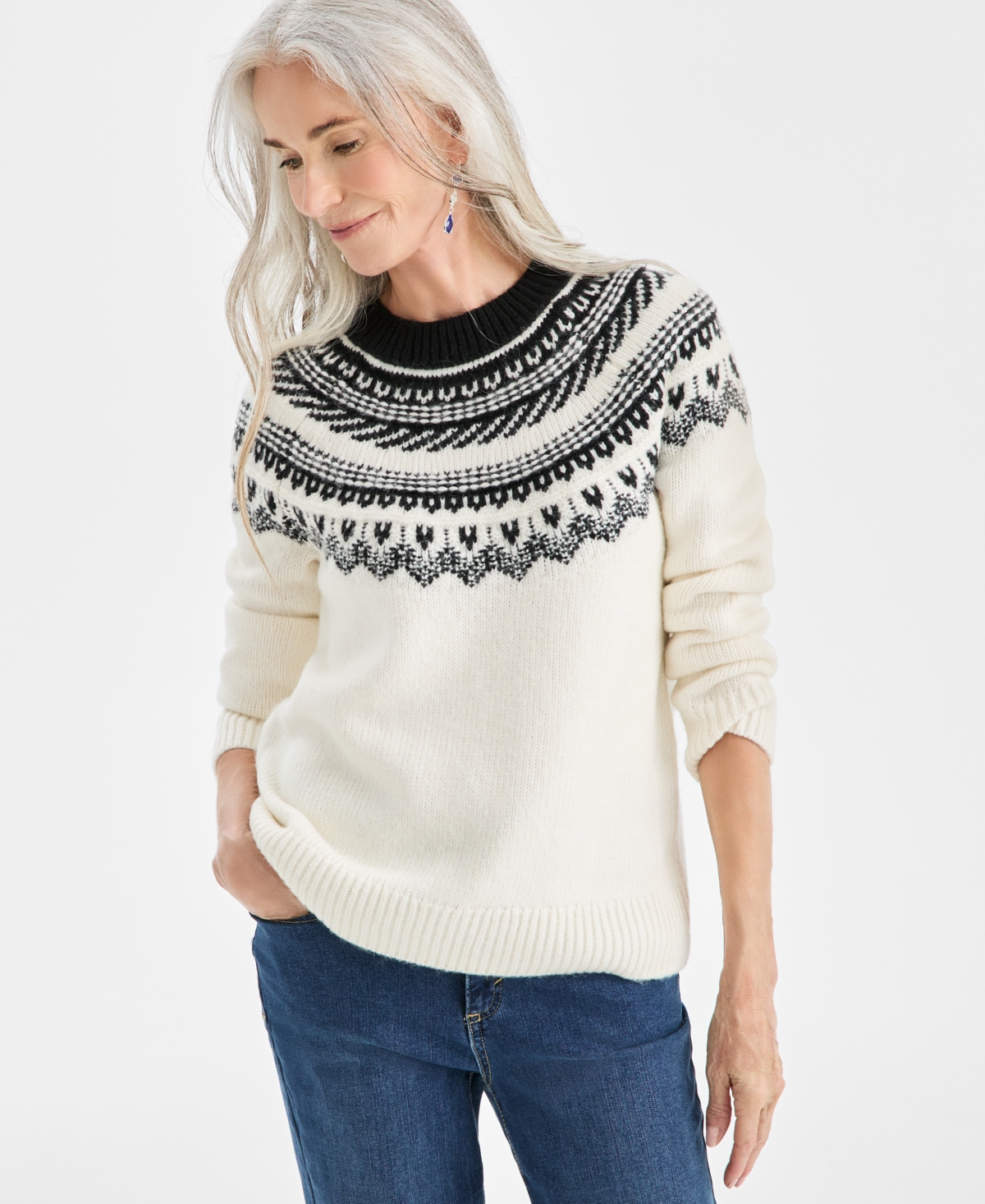 Click here for Style & Co Womens Fair Isle Crewneck Sweater  Macy... prices
