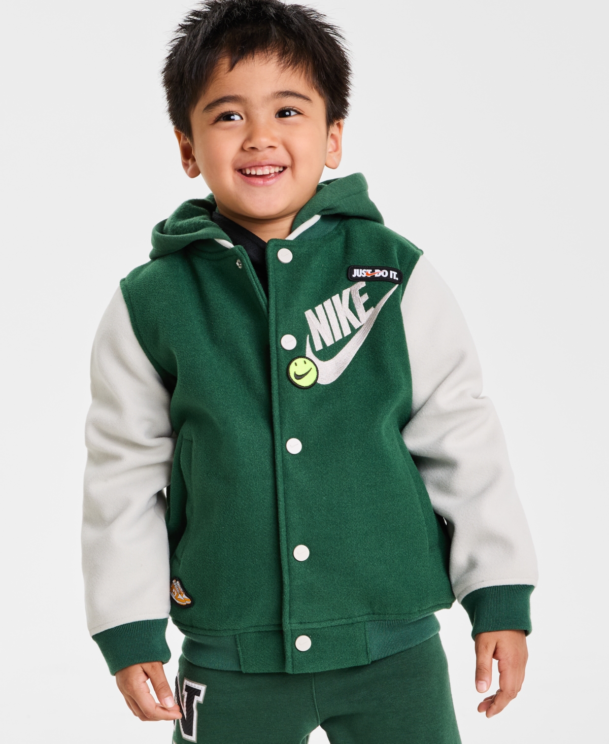 Click here for Nike Little Boys Hooded Varsity Jacket - Forest gr... prices