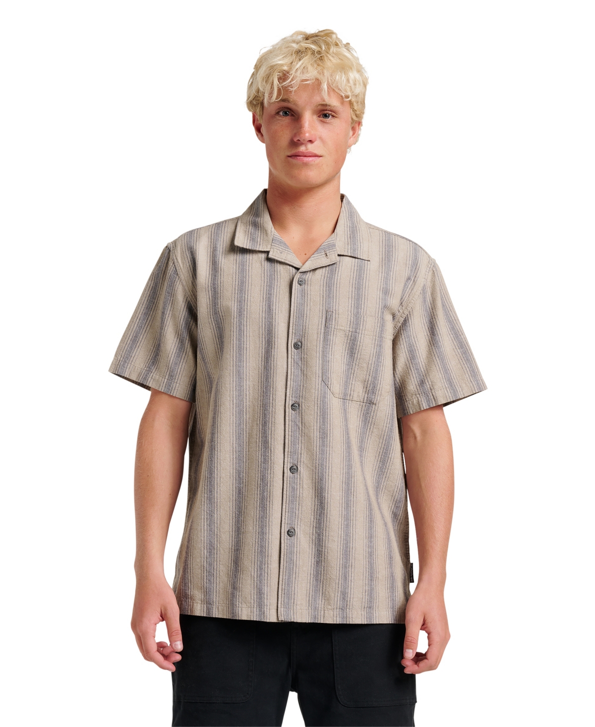 Click here for Quiksilver Mens Oxford Stripe Casual Short Sleeve... prices