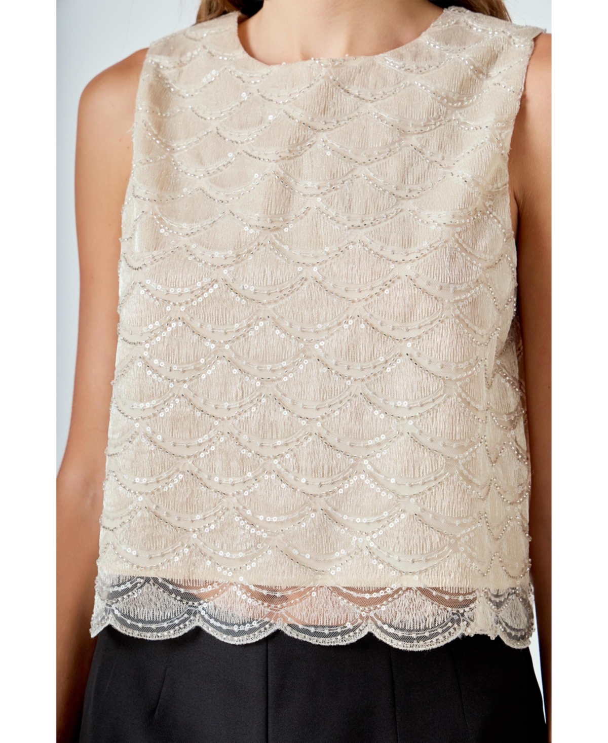 Click here for endless rose Womens Sequins Embellished Top - Cham... prices