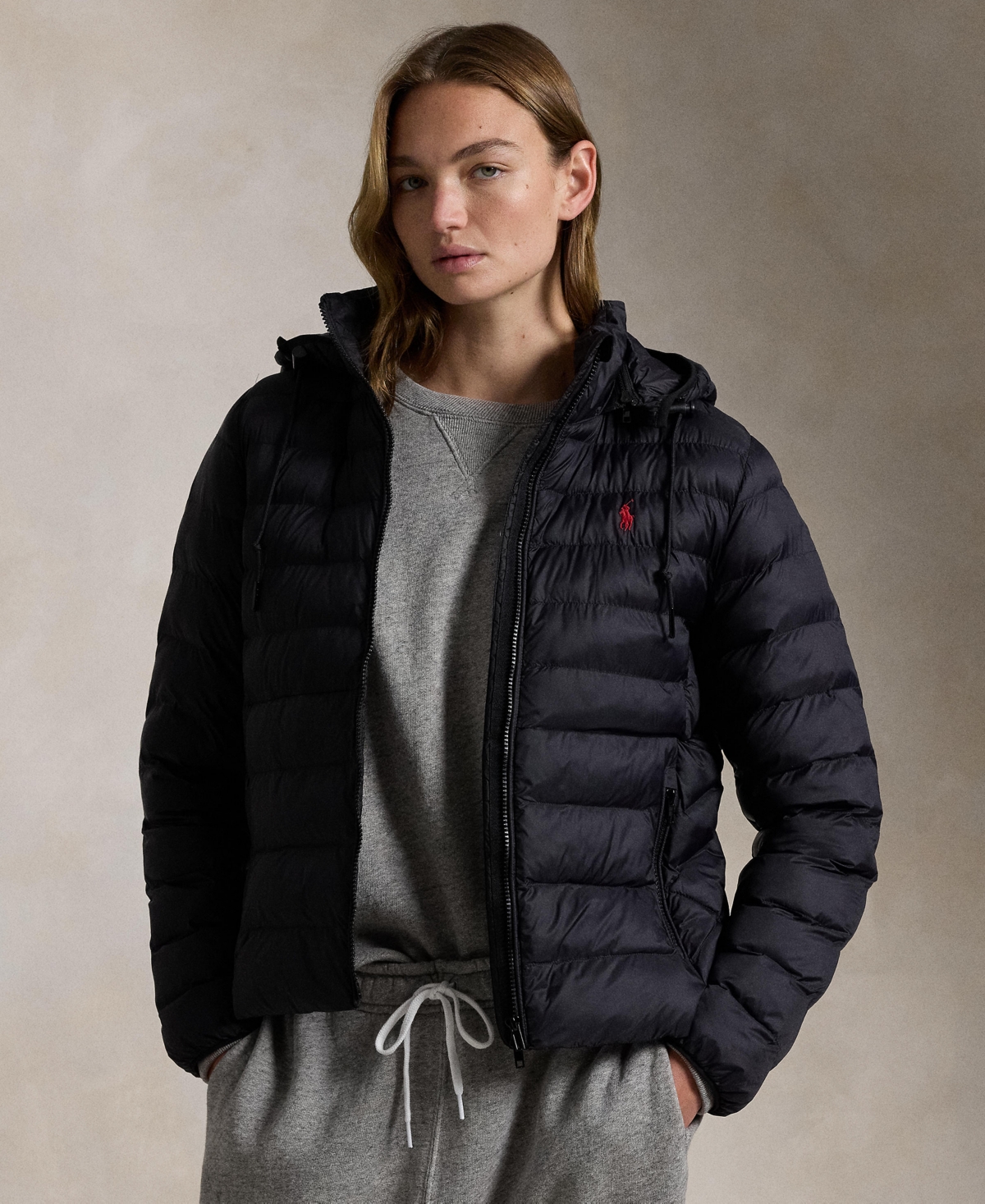 Polo Ralph Lauren Womens Water-Resistant Packable Hooded Jacket - Polo Black