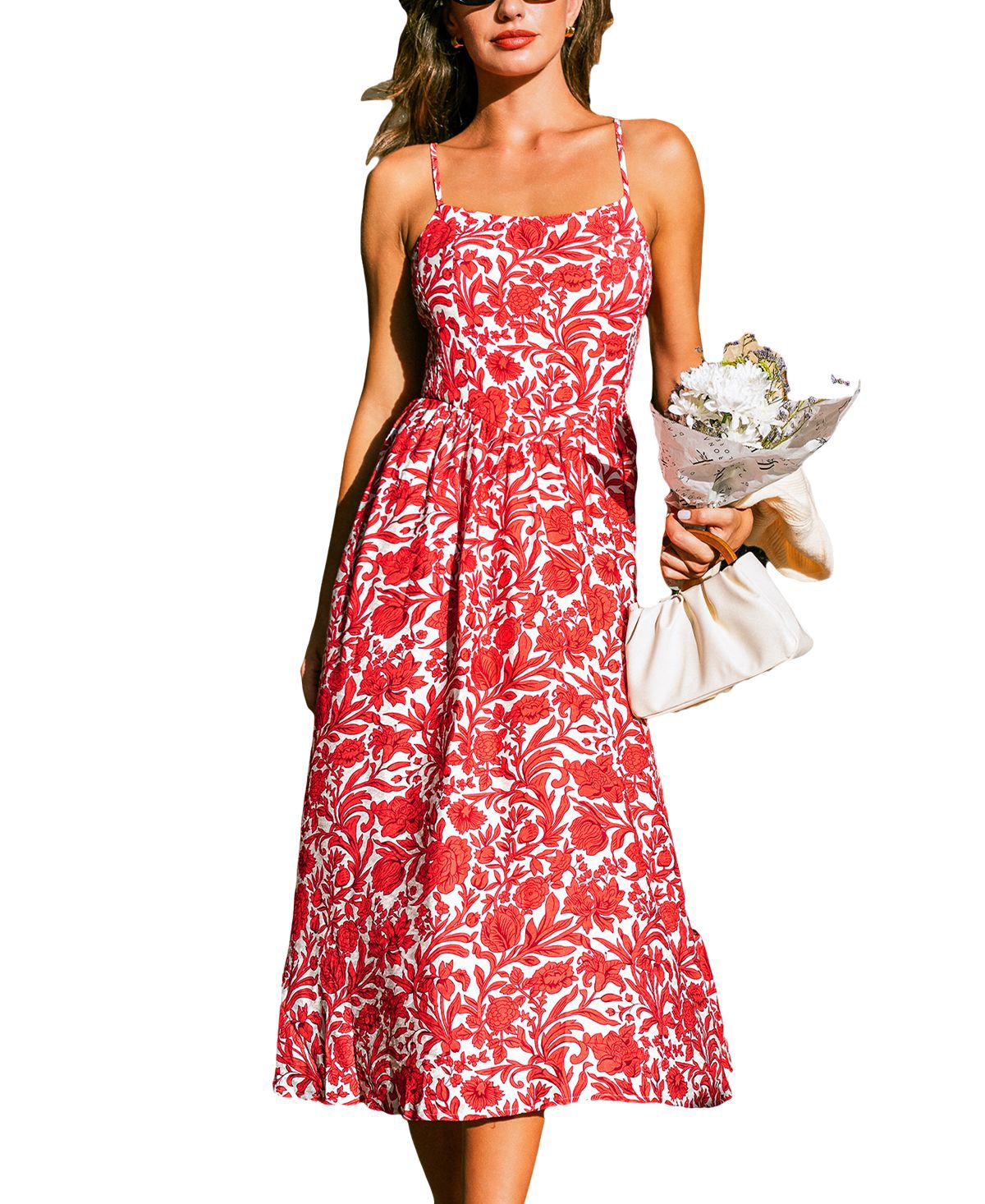 Click here for Cupshe Womens Save the Date Floral Midi Beach Dres... prices