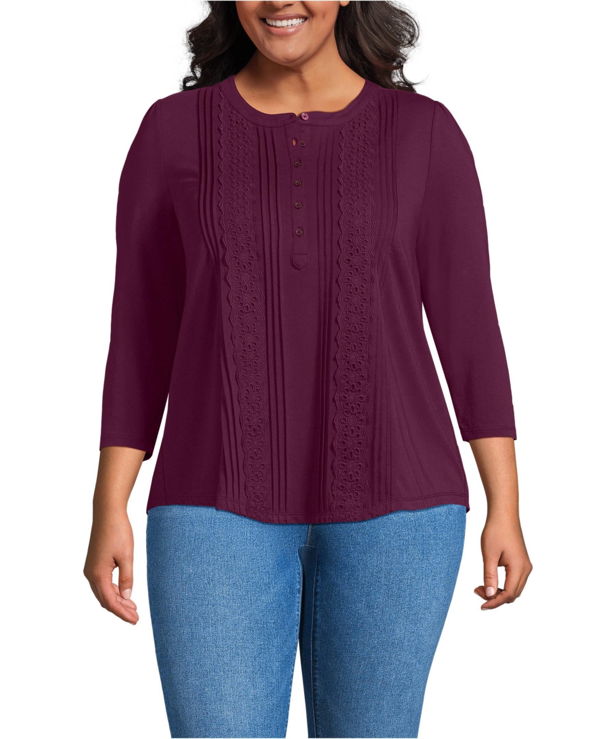 Click here for Lands End Womens Plus Size 3/4 Sleeve Lightweight... prices