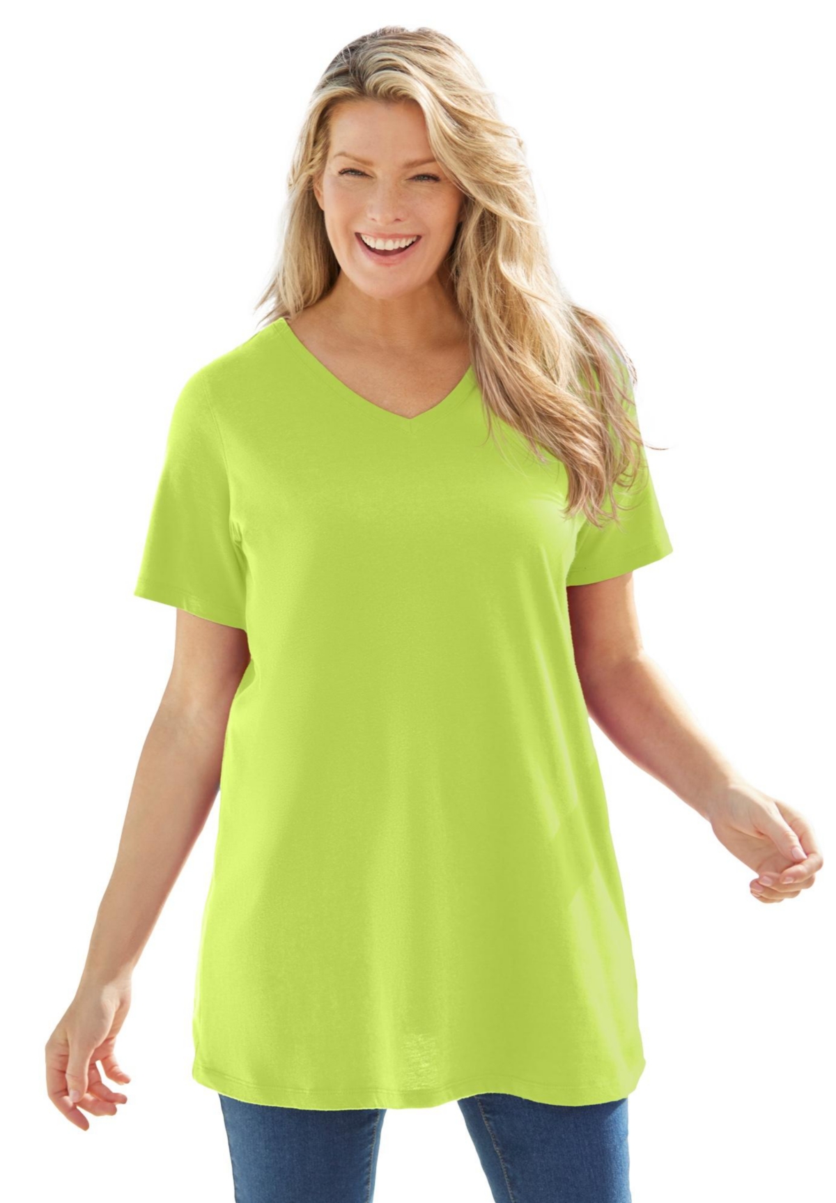 Click here for Woman Within Plus Size Perfect Short-Sleeve V-Neck... prices