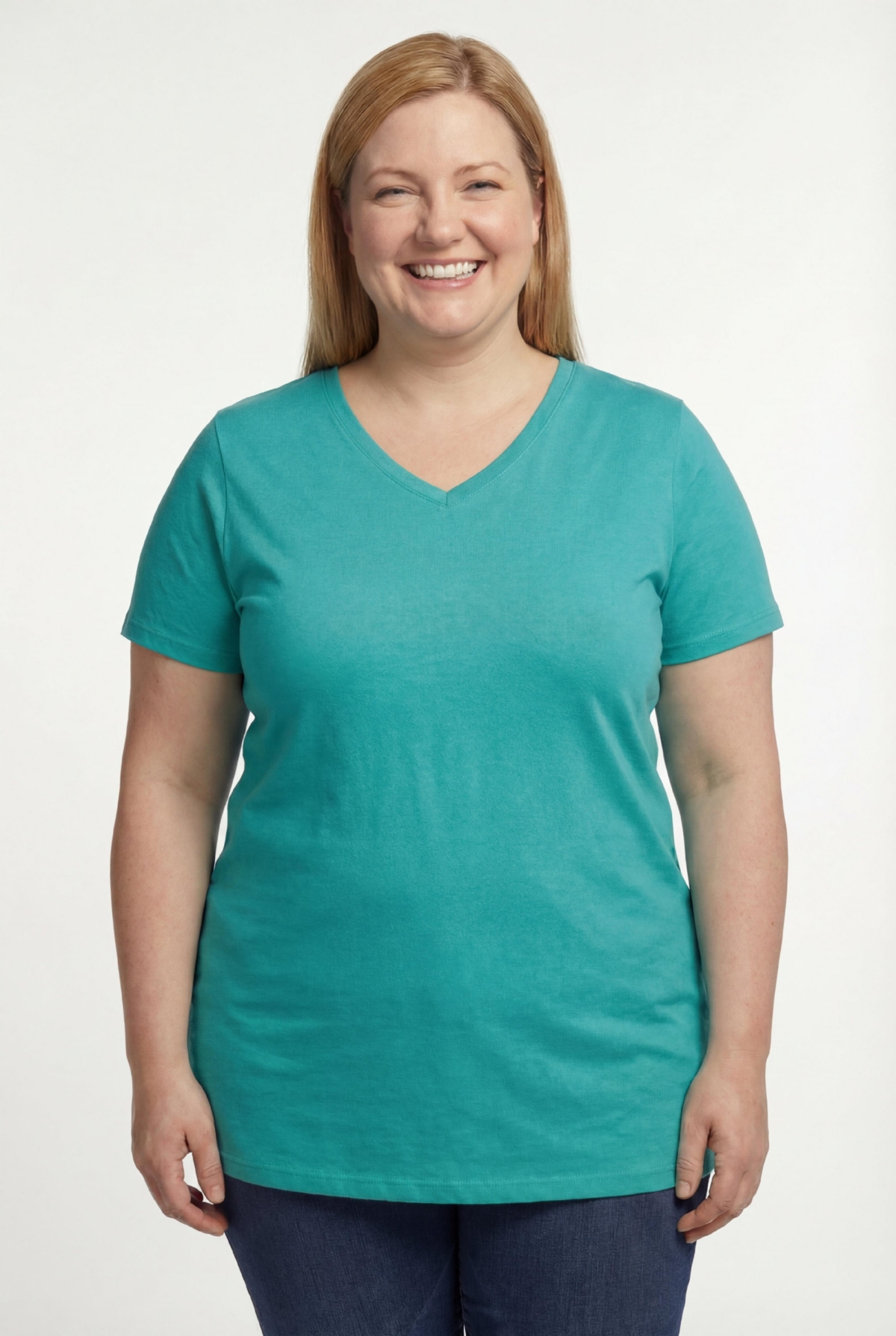 Click here for Woman Within Plus Size Perfect Short-Sleeve V-Neck... prices