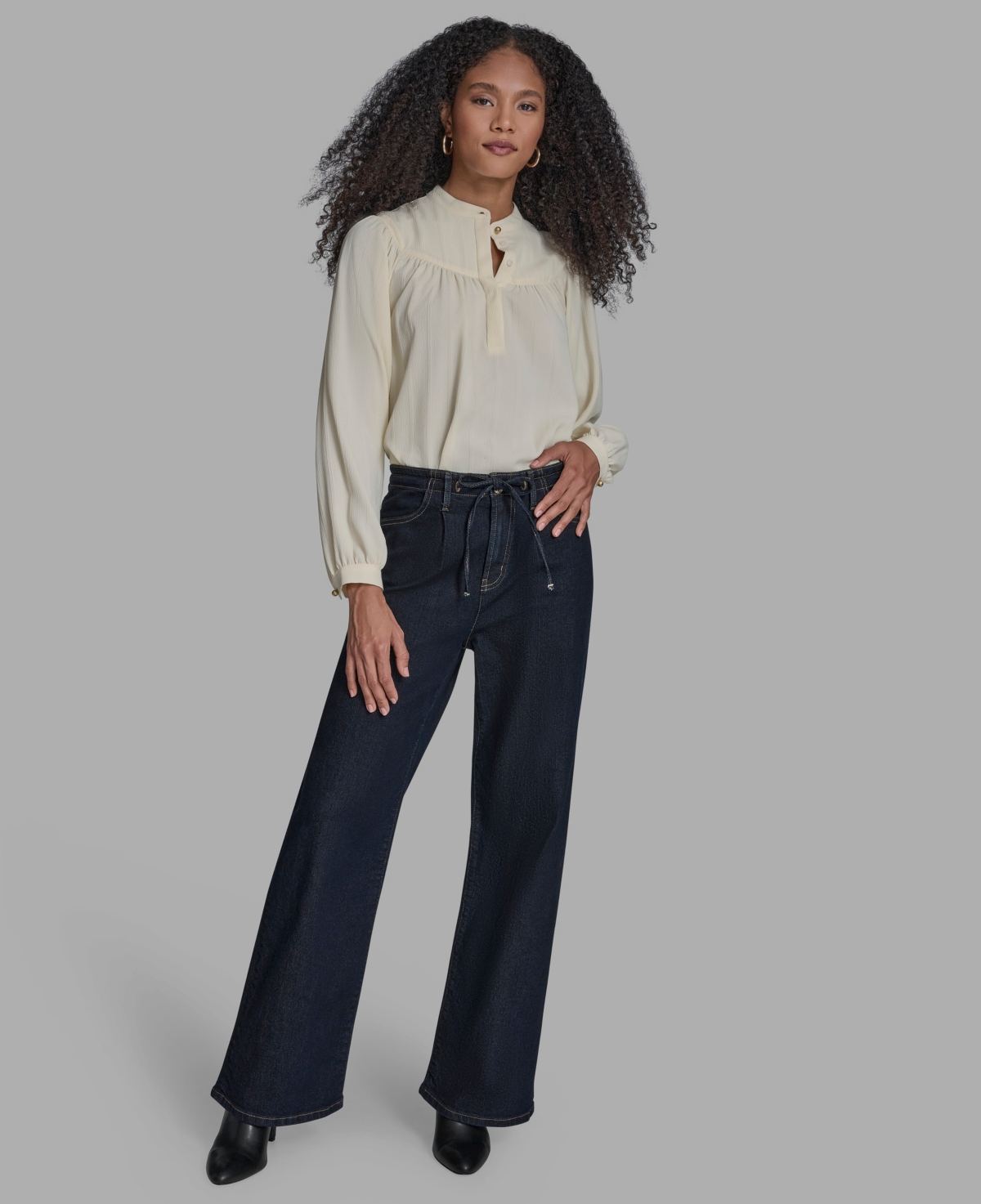 Click here for Bcbg Womens Straight-Leg Tie-Waist Jeans - Midnigh... prices