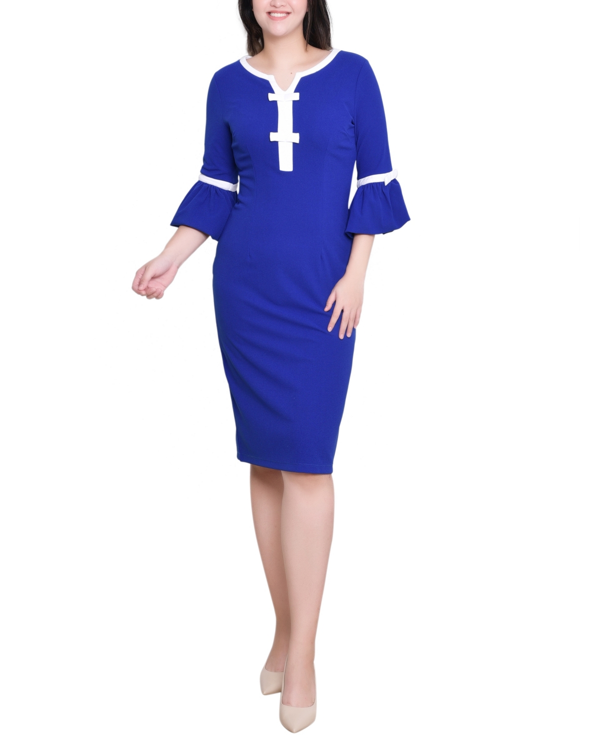 Click here for Ny Collection Womens 3/4 Sleeve Contrast Detail Dr... prices