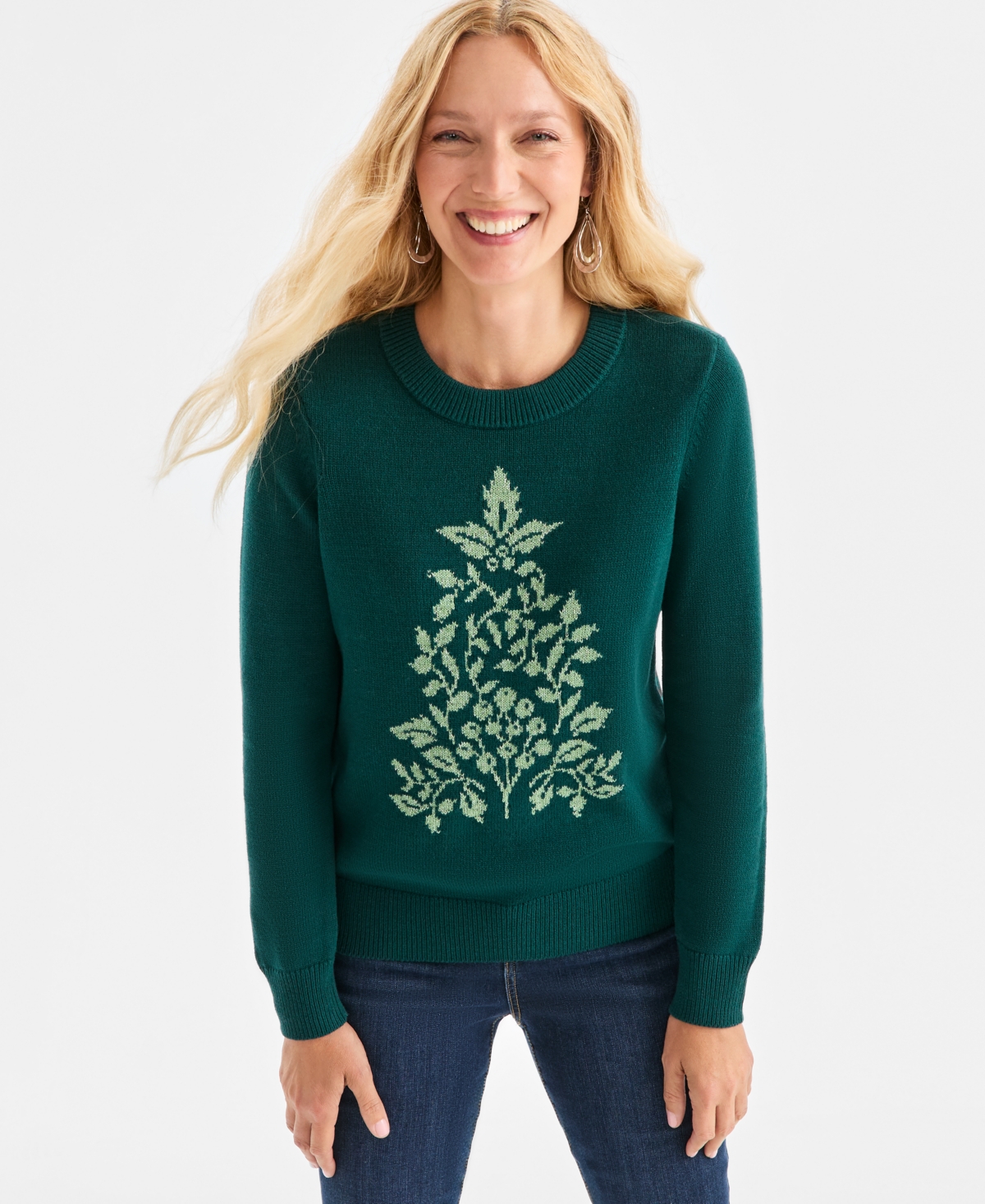 Click here for Style & Co Womens Whimsy Crewneck Pullover Sweater... prices