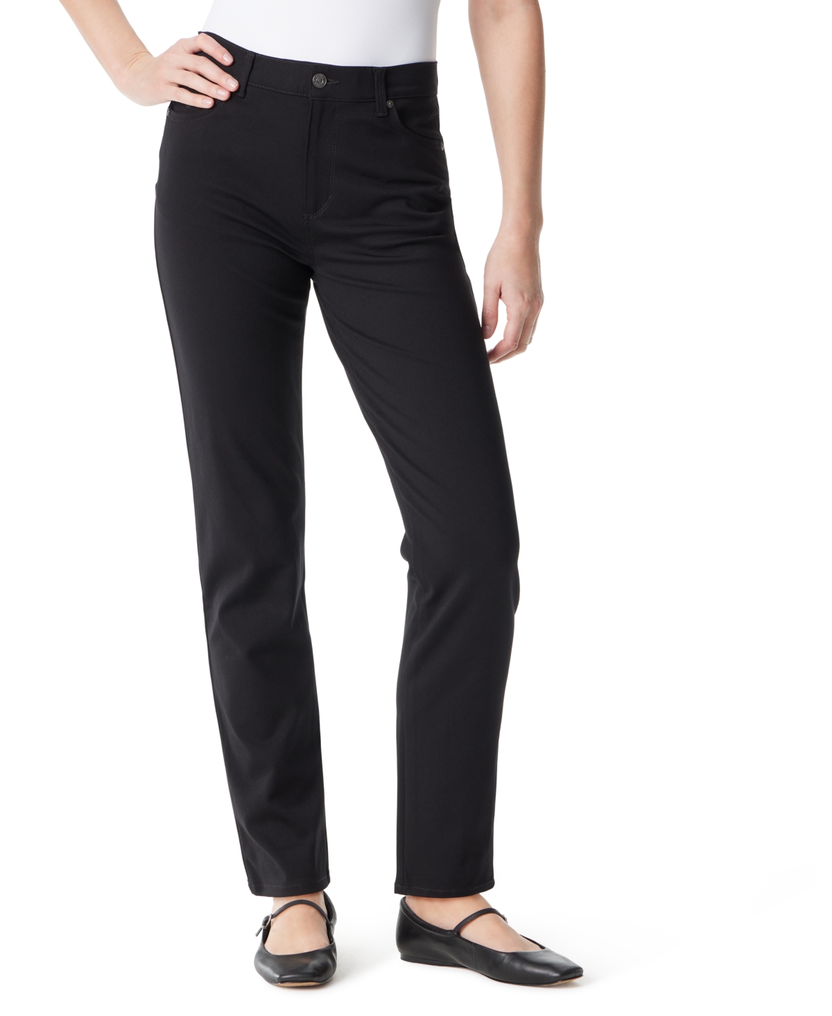 Gloria Vanderbilt Womens Ponte Straight Pants - Black
