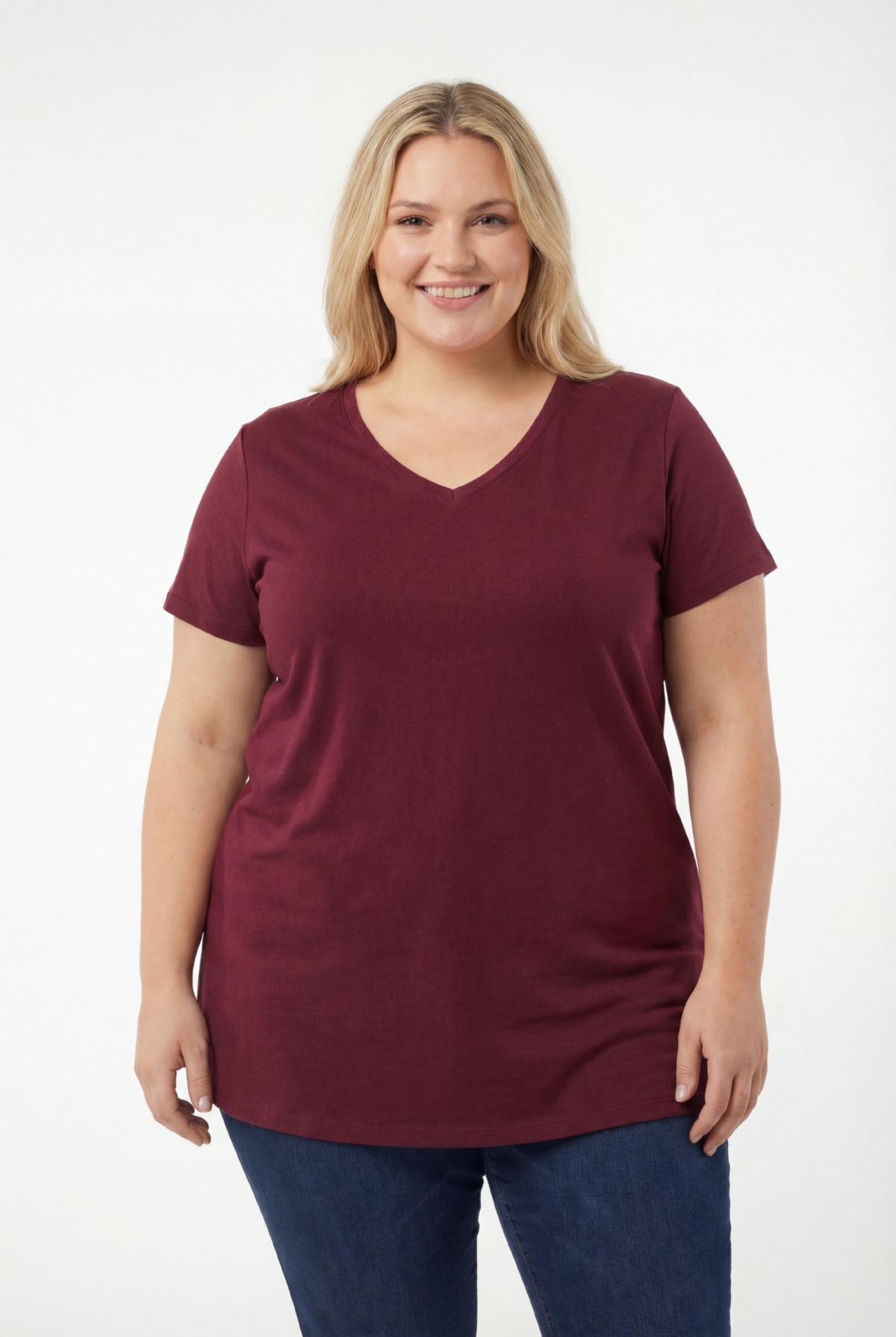 Click here for Woman Within Plus Size Perfect Short-Sleeve V-Neck... prices