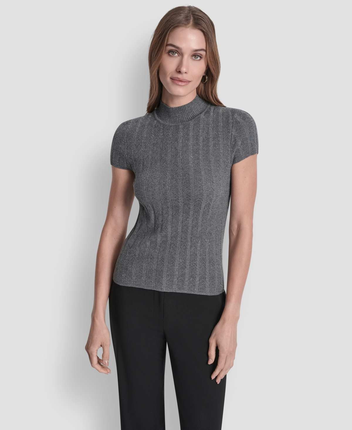 Click here for Dkny Womens Mock Neck Sweater - Gray prices
