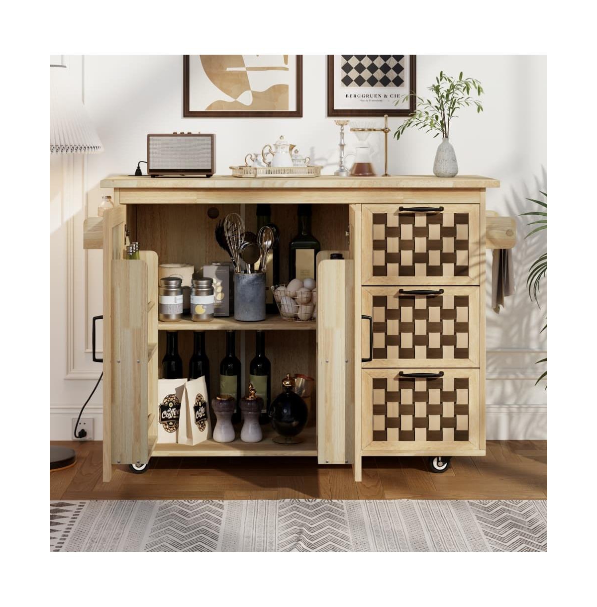 Click here for Maison Boucle 53.2 Rolling Kitchen Island with Dro... prices