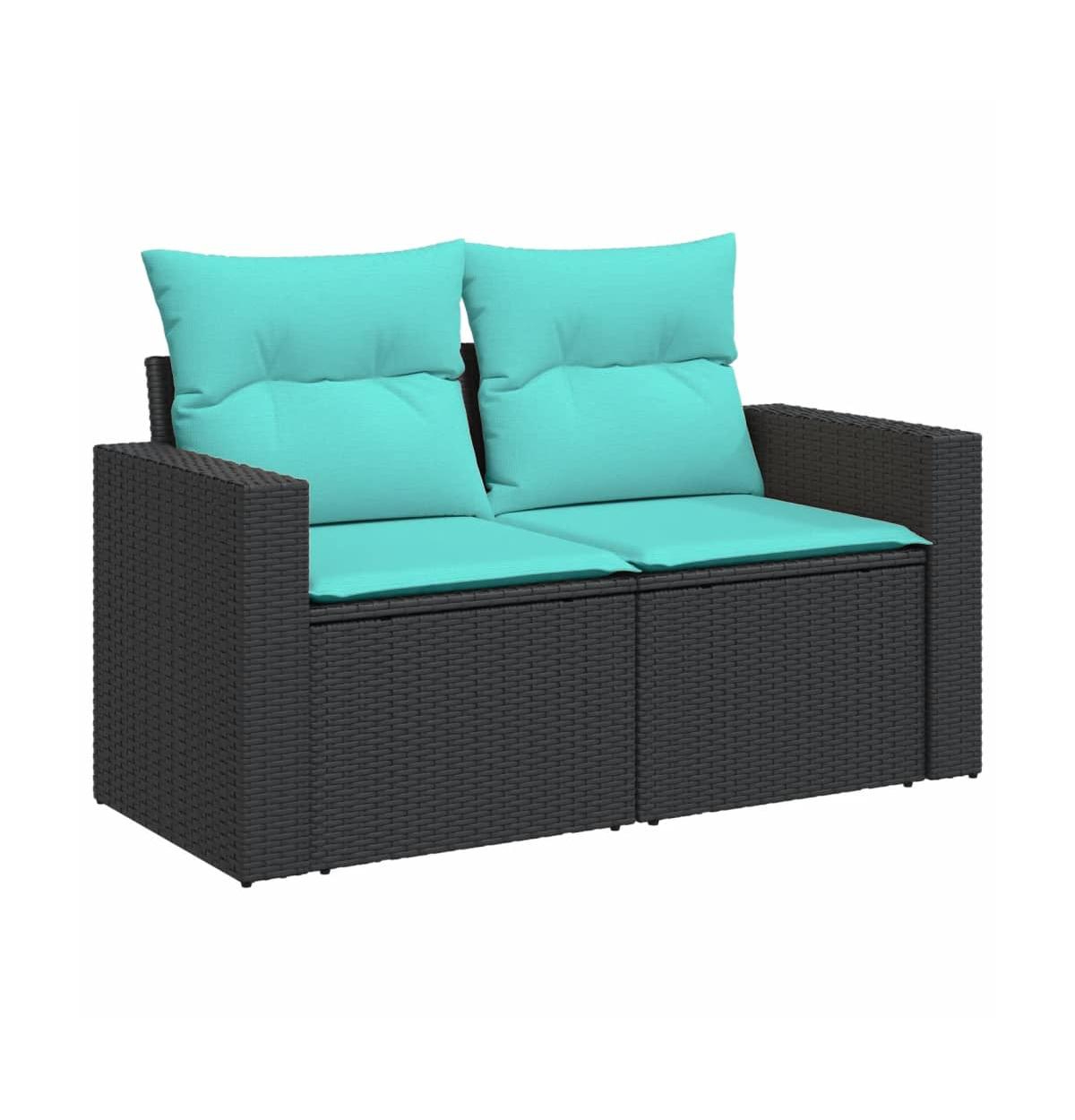 Click here for Garden Sofa Black Poly Rattan 2-Seater Adjustable... prices