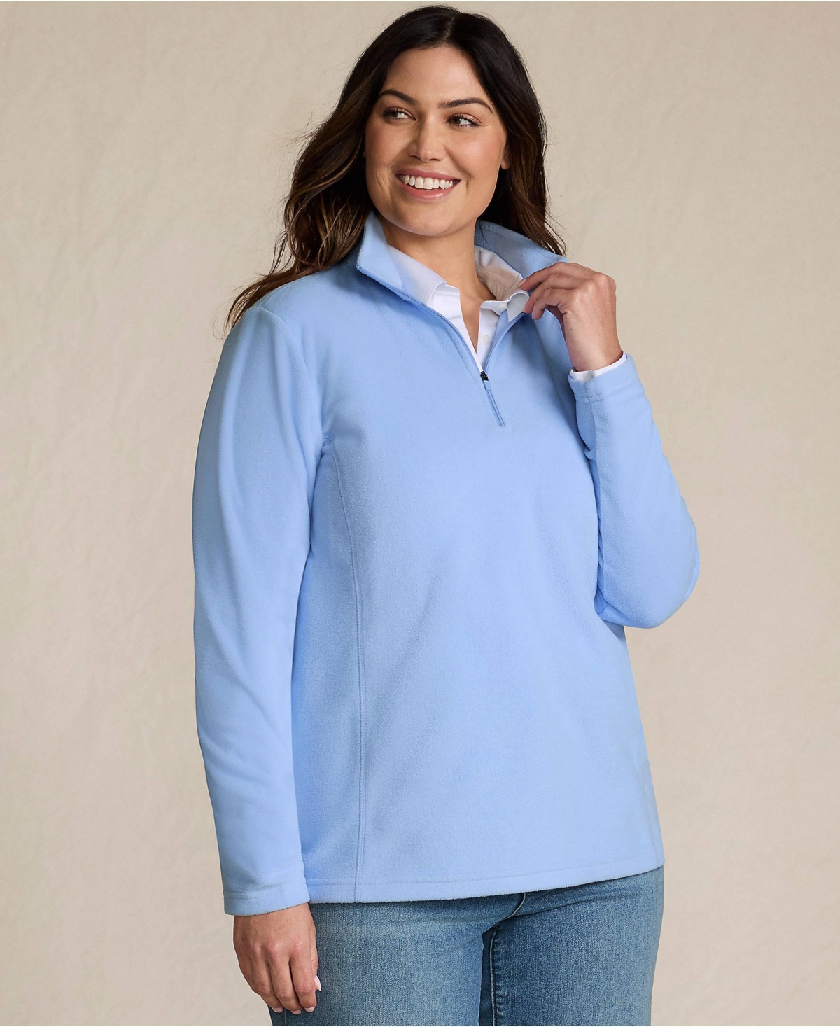 Click here for Lands End Plus Size Anyweather Fleece Quarter Zip... prices