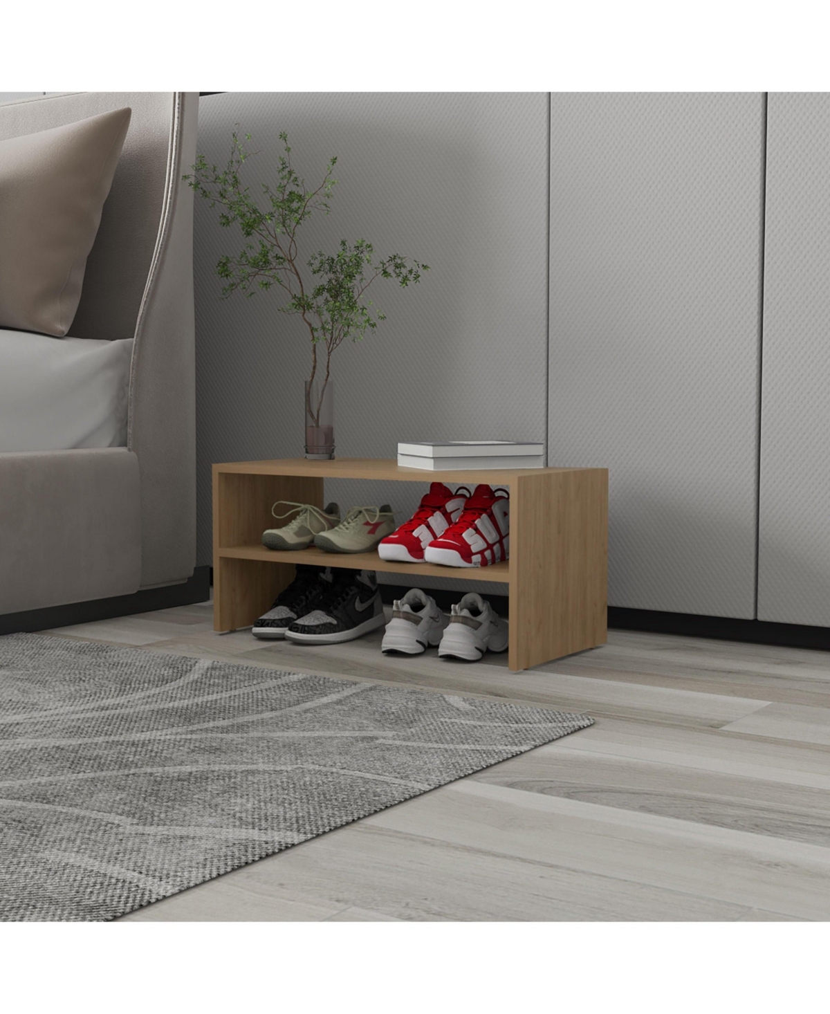 Click here for Fm Furniture Shoe Rack  2 Open Shelves  Low Horizo... prices