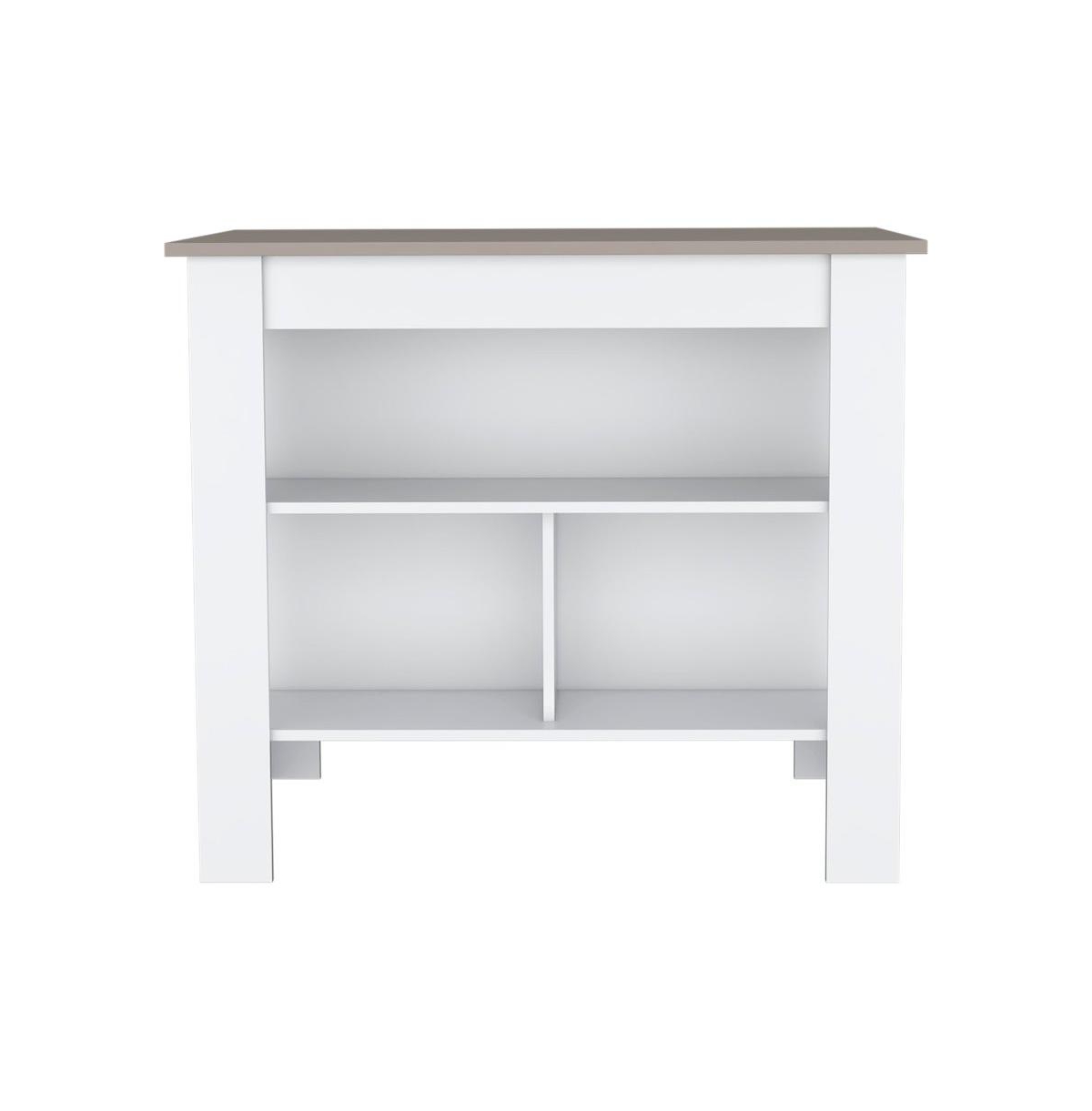 Click here for Tuhome Cortes Kitchen Island White - Taupe Mdf - N... prices