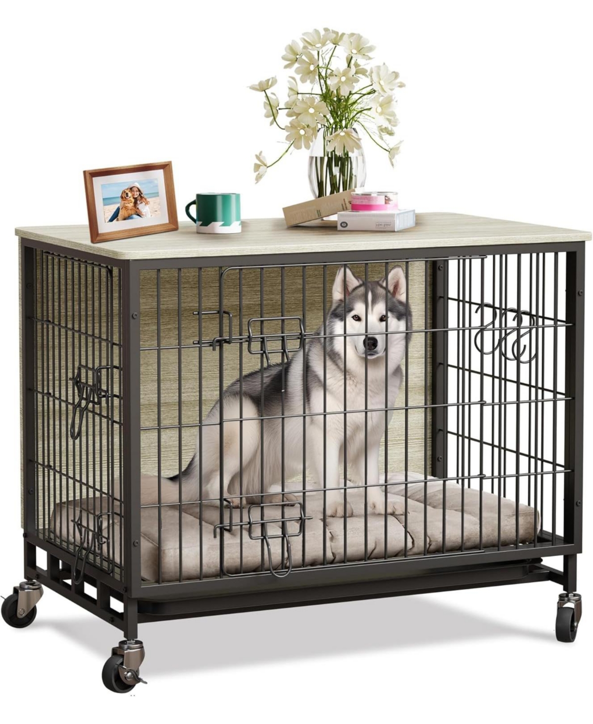 Click here for 27" Grey & Black Modern Furniture-Style Dog C... prices
