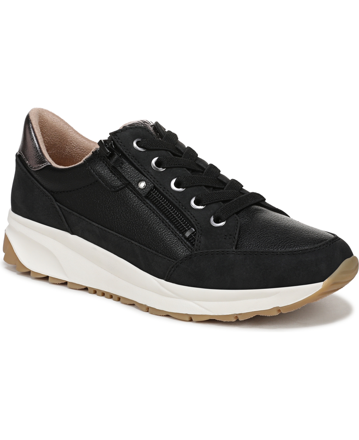 Click here for Naturalizer Womens Jace Lace-Up Sneakers - Black/P... prices