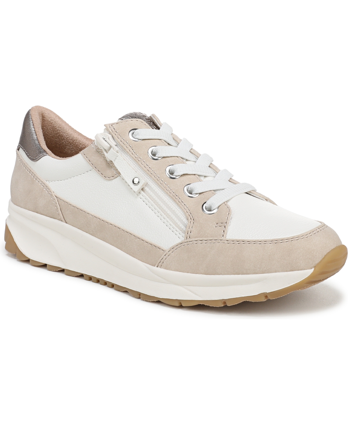 Click here for Naturalizer Womens Jace Lace-Up Sneakers - White/P... prices