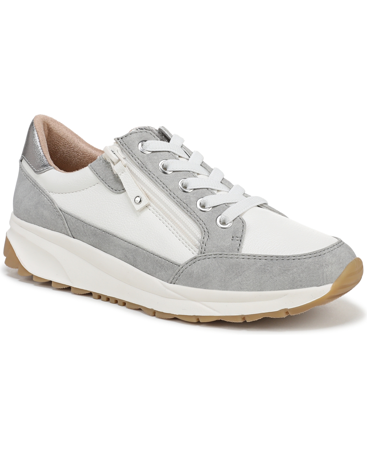 Click here for Naturalizer Womens Jace Lace-Up Sneakers - White/G... prices