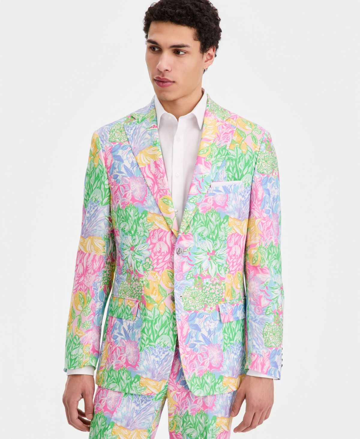 Click here for Tallia Mens Slim-Fit Linen-Blend Patterned Blazer... prices