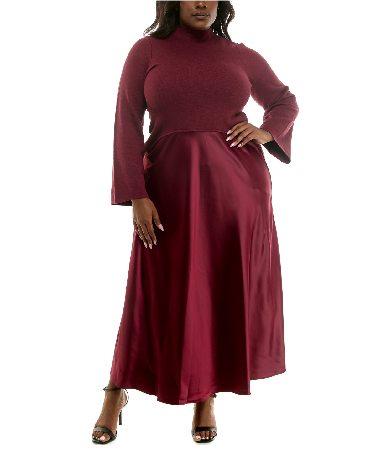 Click here for Taylor Plus Size Long Sleeves Twofer Maxi Dress -... prices