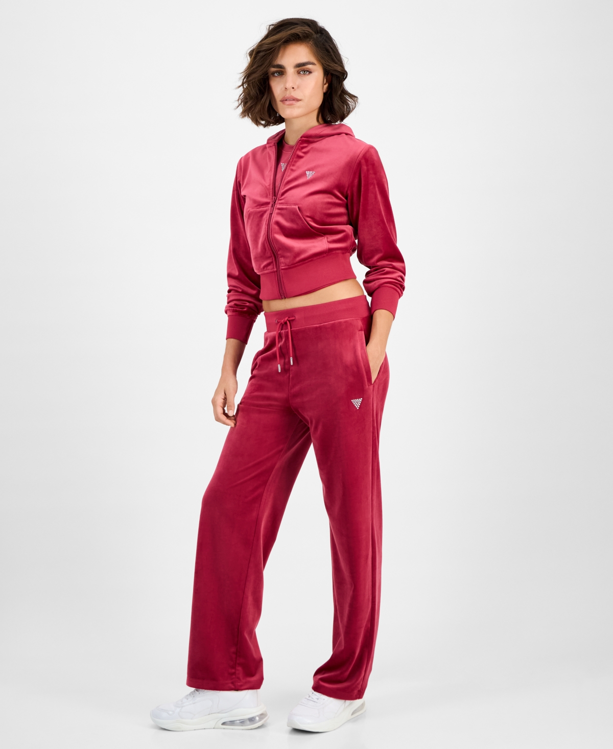 Click here for Guess Womens Couture Straight-Leg Velour Pants - M... prices