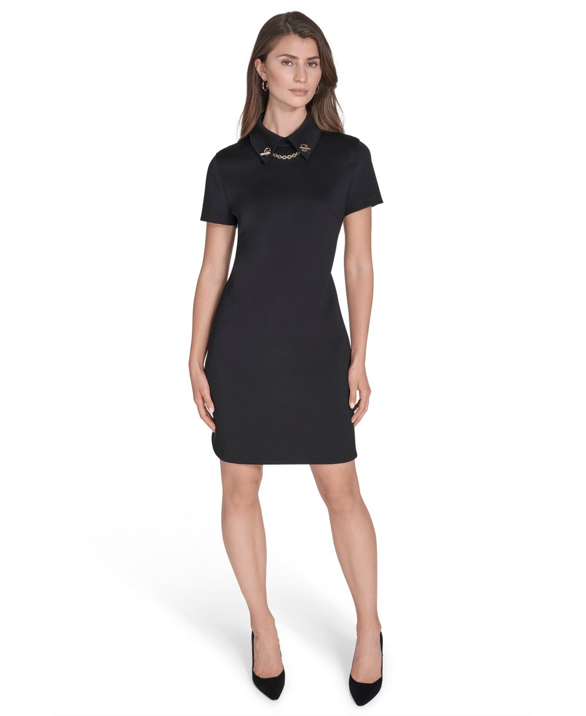 Click here for Halston Womens Collared Neck Dress - BLACK prices