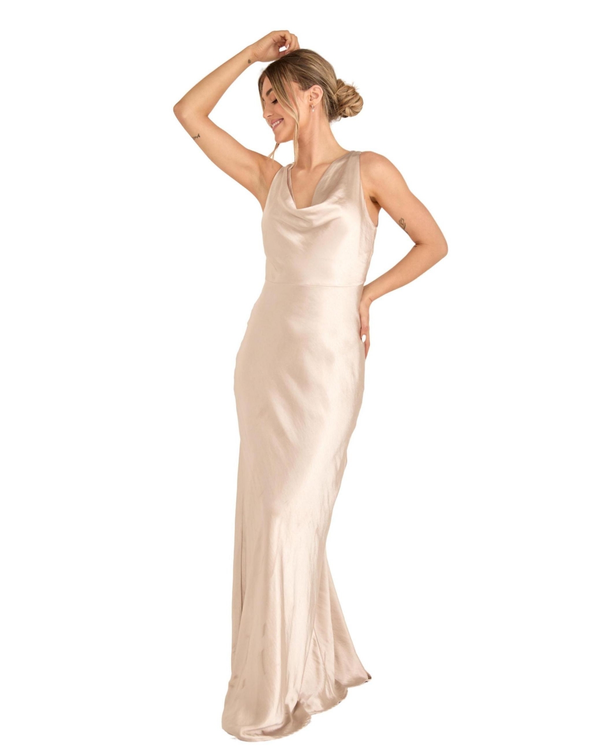 Click here for Six Stories Cowl Front Satin Bridesmaid Dress - Oy... prices