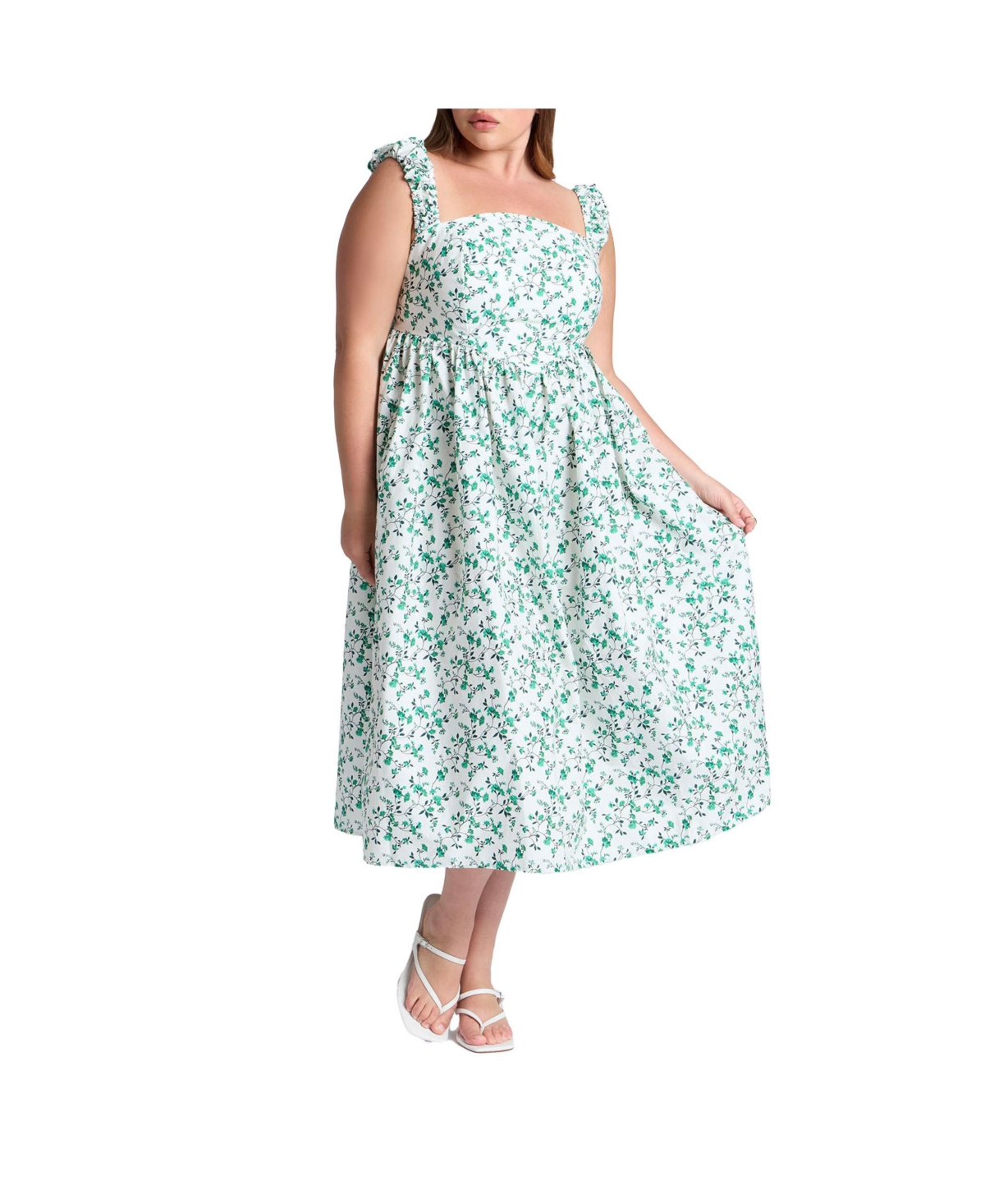 Click here for Eloquii Womens Poplin Midi Dress W Corset Details... prices