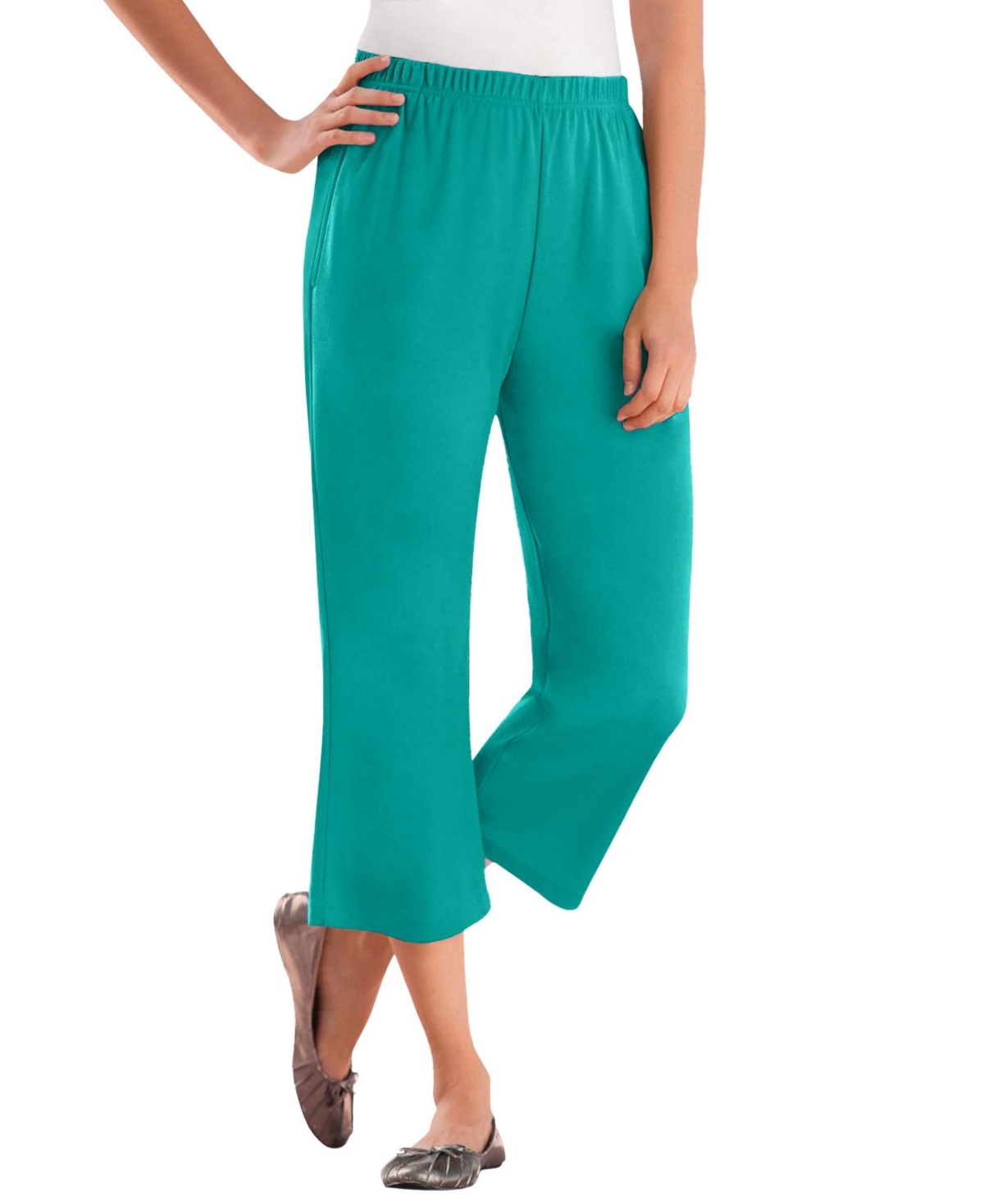 Click here for Woman Within Womens Within 7-Day Knit Capri - Wate... prices