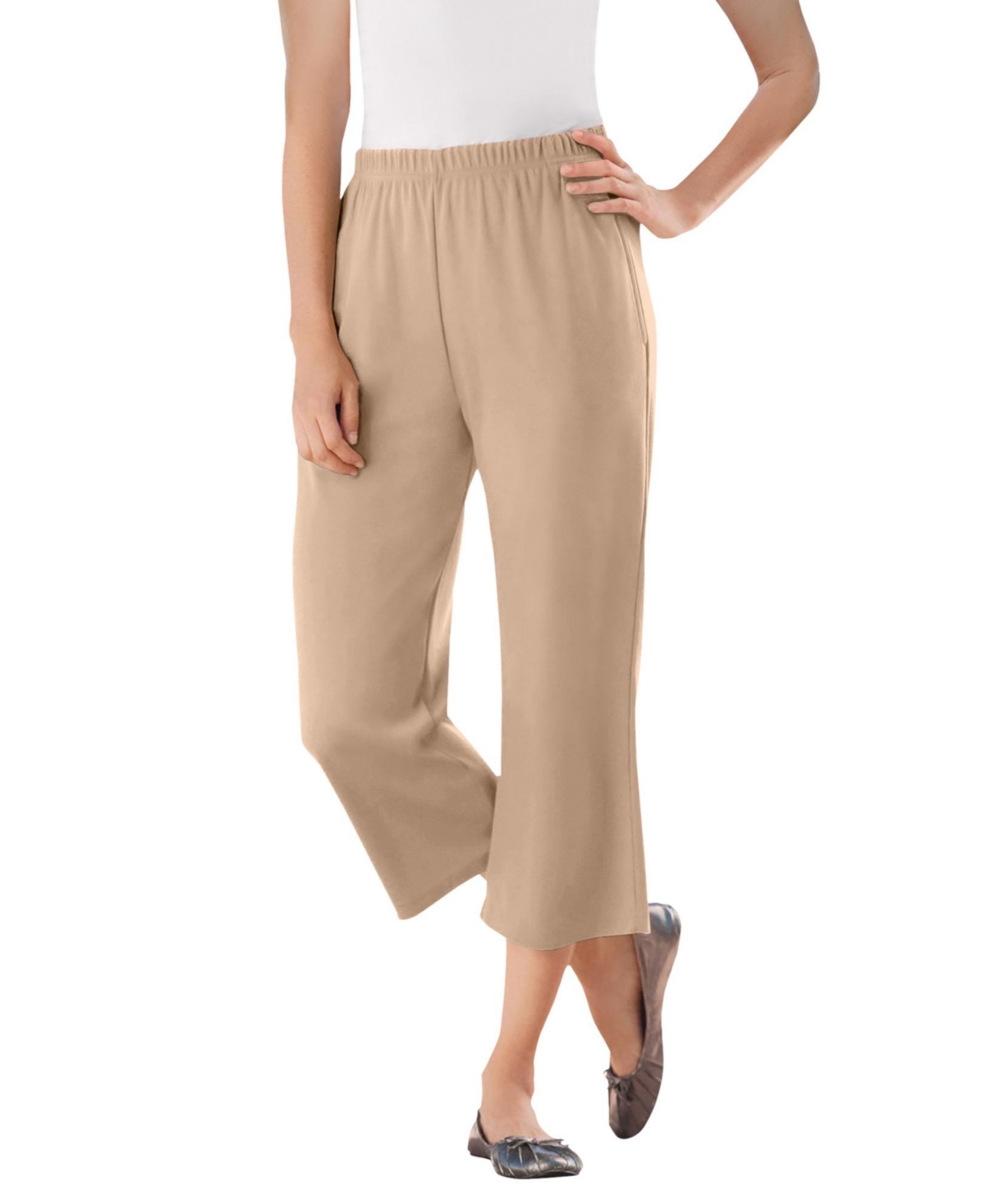 Click here for Woman Within Womens Within 7-Day Knit Capri - New... prices